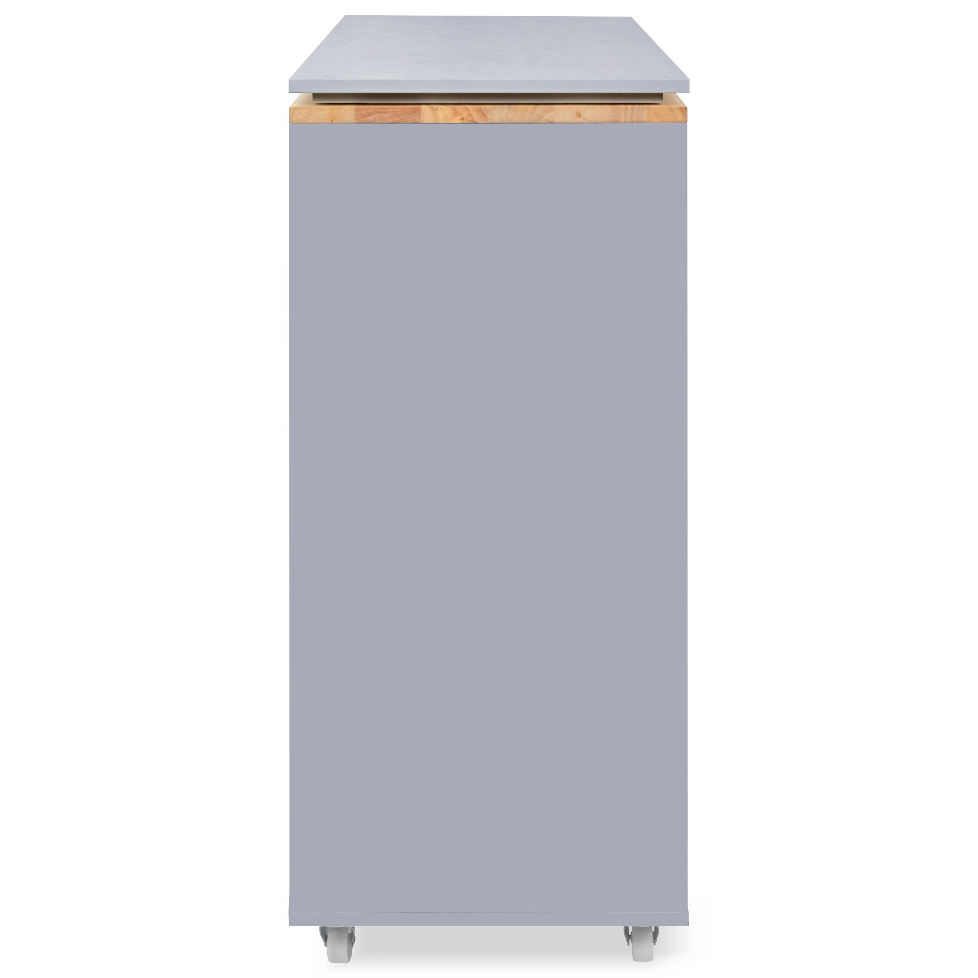 Extended LED Kitchen Island with Power Outlets, Slate Blue | Aosom.com