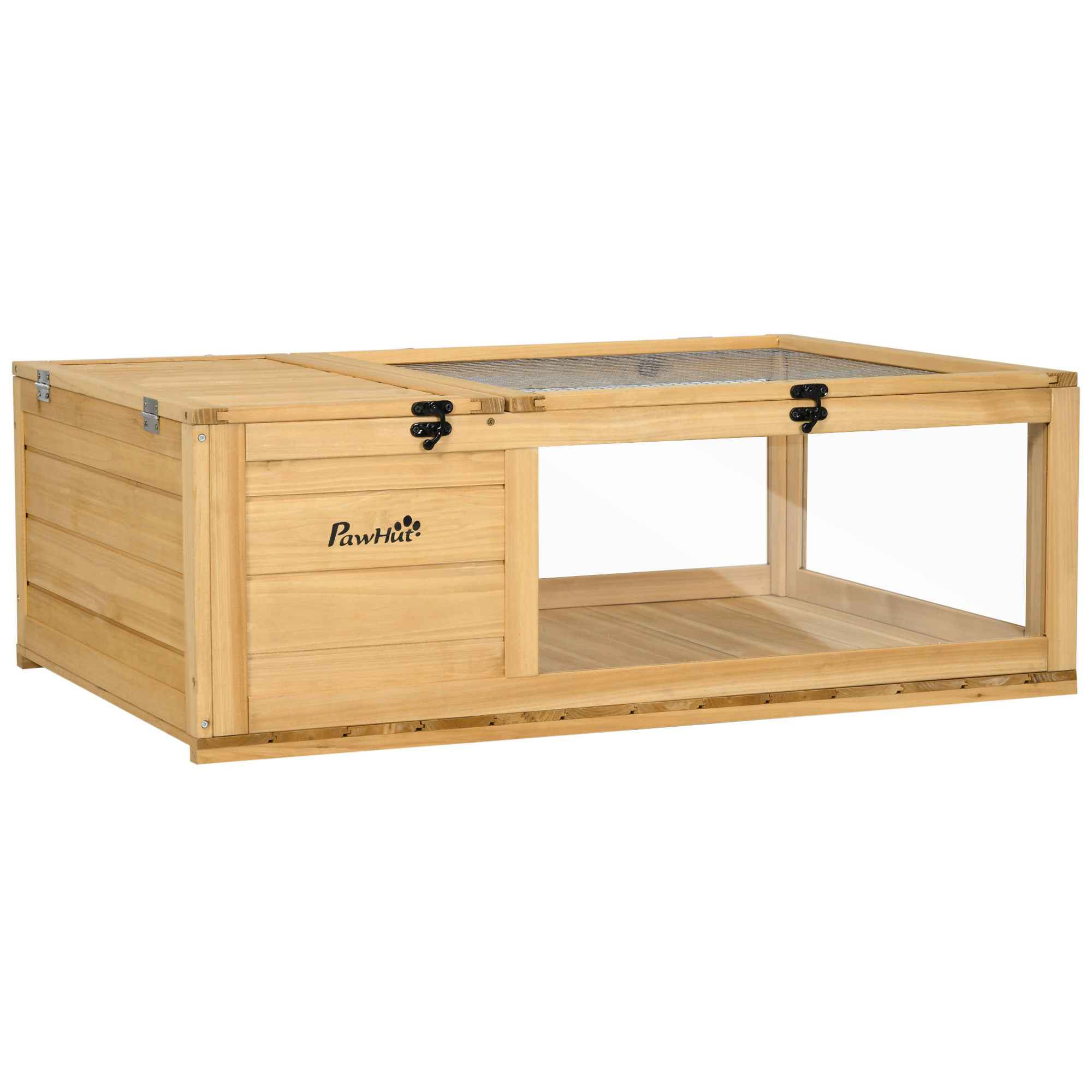 PawHut Wooden Reptile Cage with Top Access for Turtles, Lizards, Snakes ...