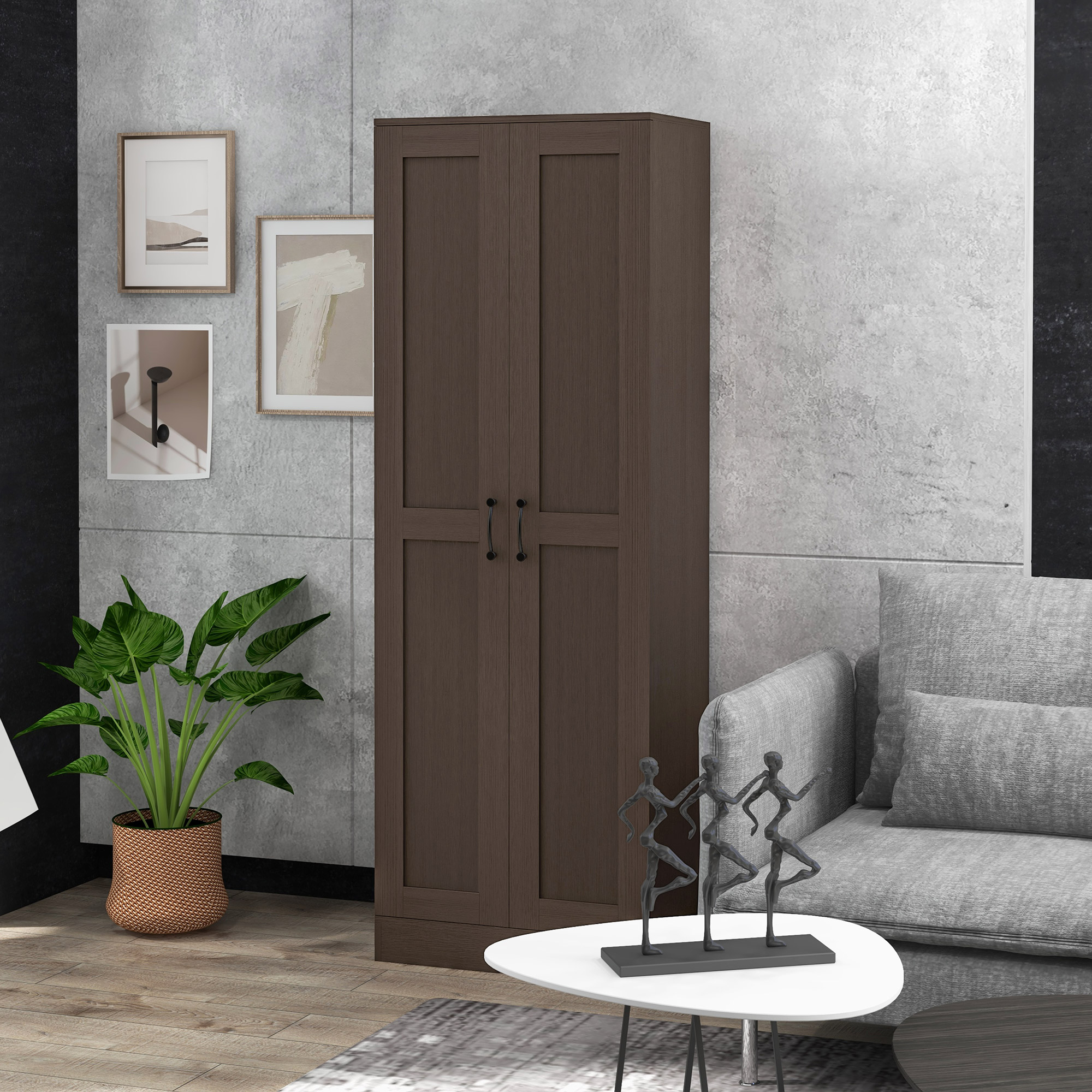 HOMCOM Storage Cabinet w/ Adjustable Shelves, Pantry Cupboard, Coffee ...