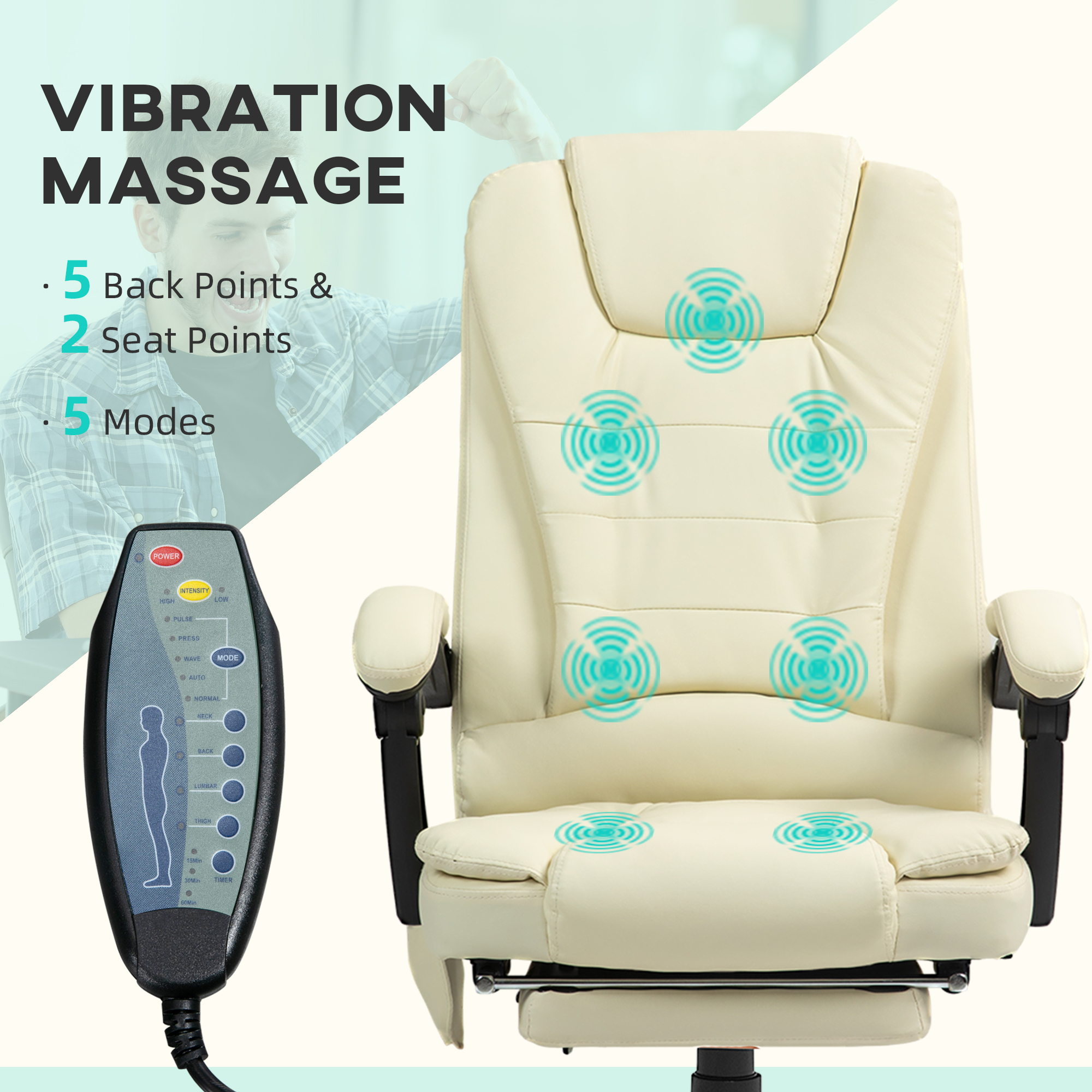 Vinsetto 7-Point Vibrating Massage Office Chair High Back Massaging ...