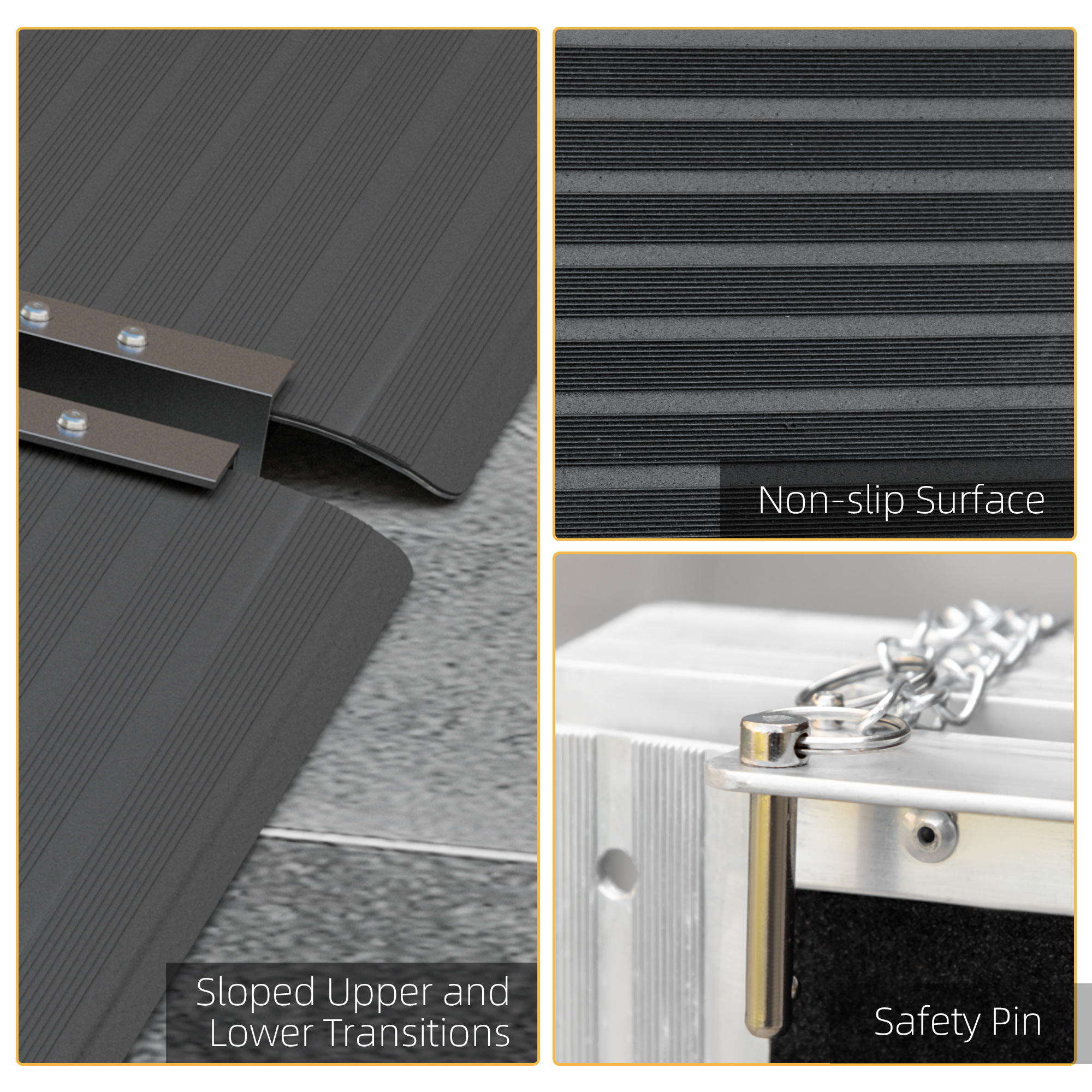 HOMCOM Wheelchair Ramp 8FT, Folding Aluminum Threshold Ramp with Non ...