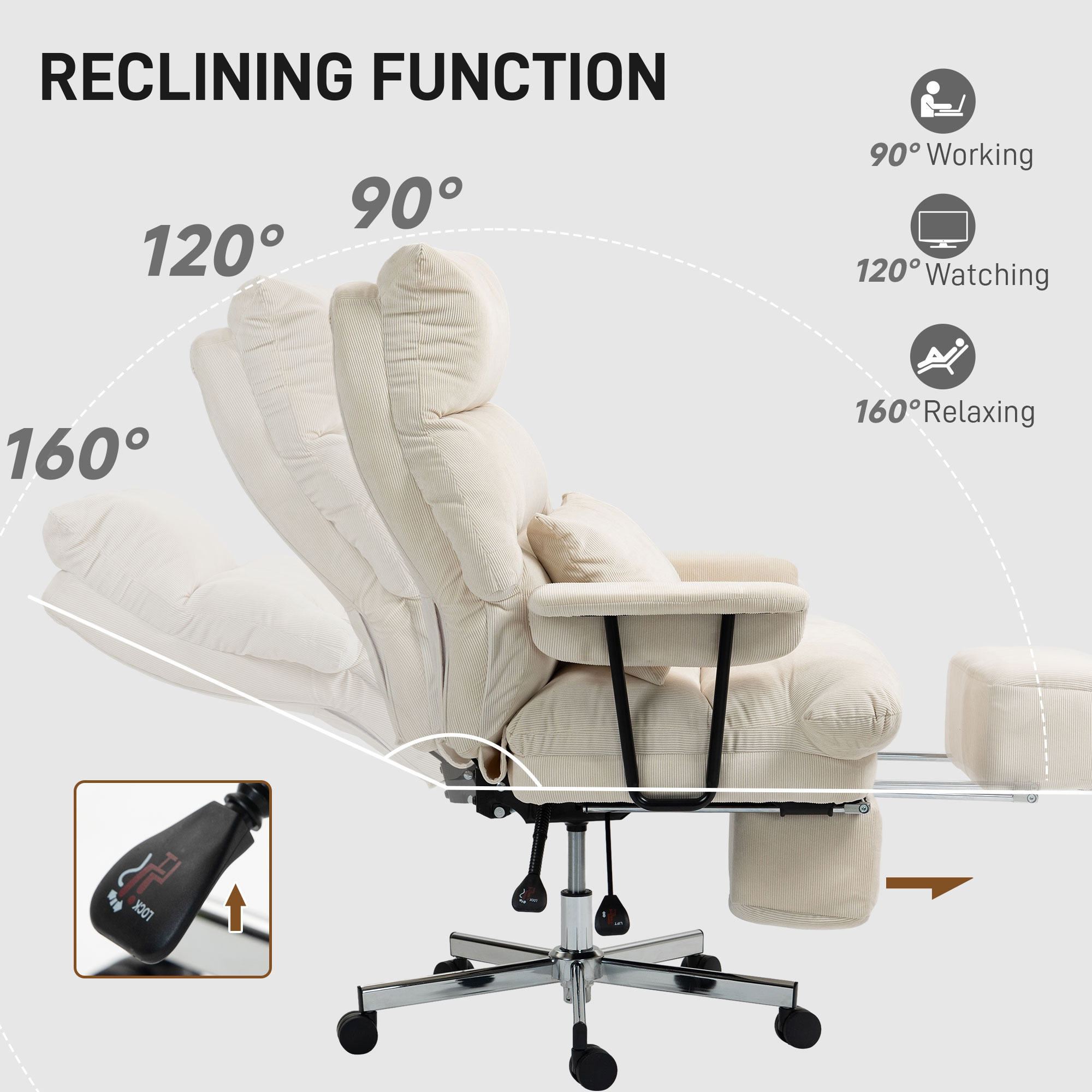 HOMCOM Executive Office Chair with Lumbar Support, Footrest, High Back ...