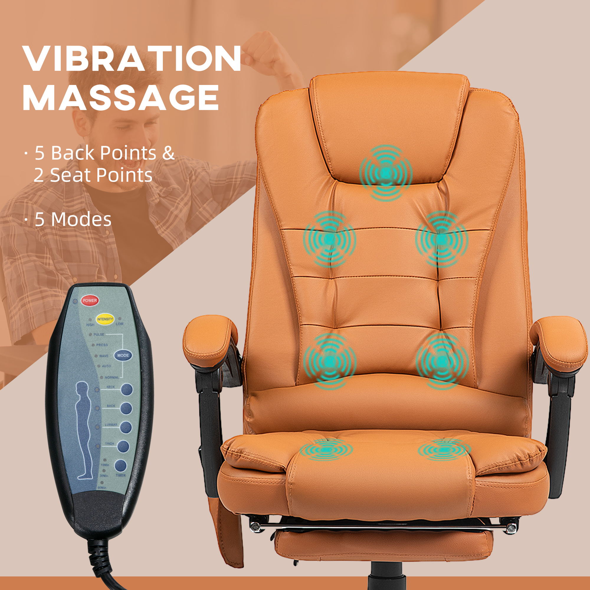 Vinsetto 7-Point Vibrating Massage Office Chair High Back Massaging ...
