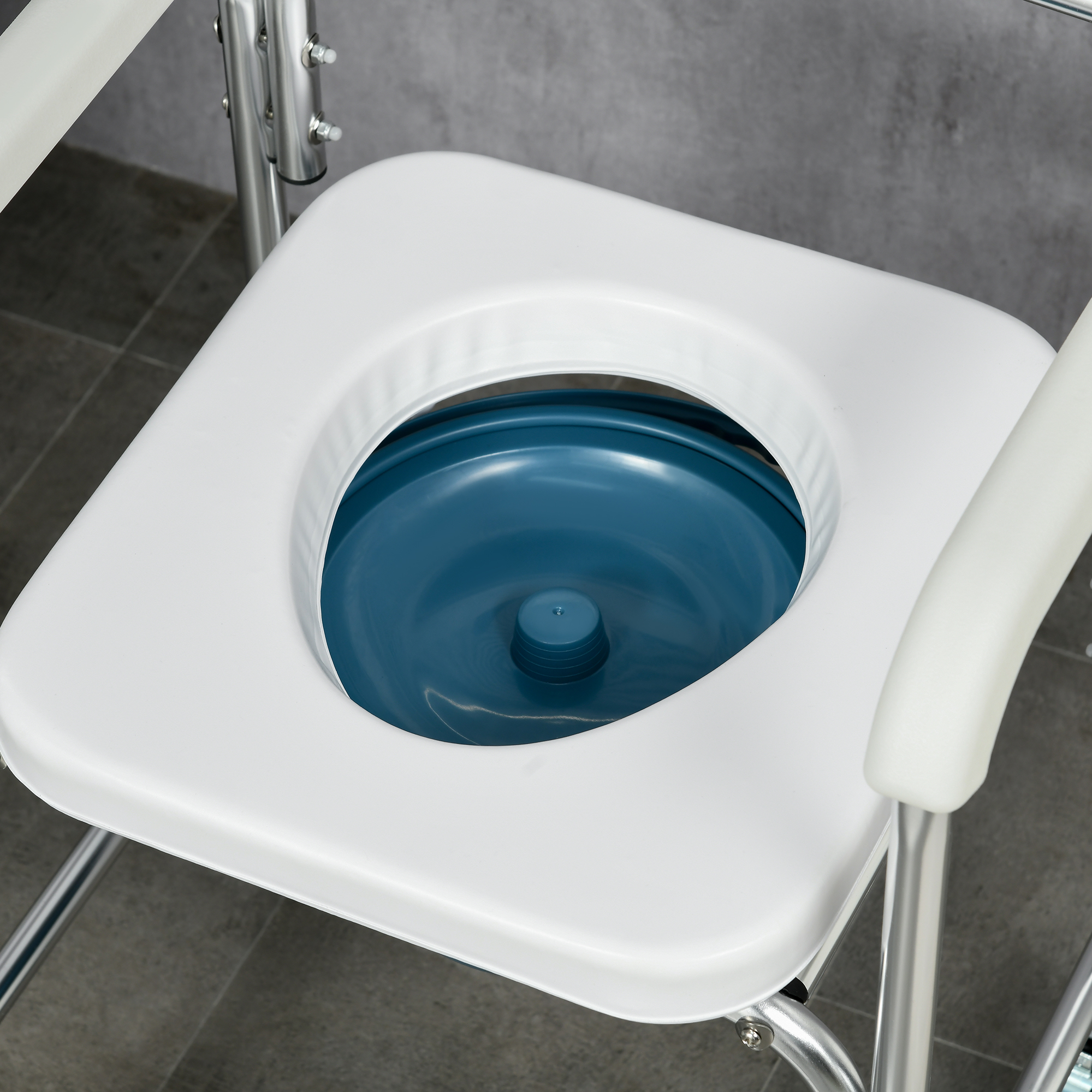 HOMCOM 3 in 1 Shower Commode Wheelchair, Transport Beside Commode Chair ...