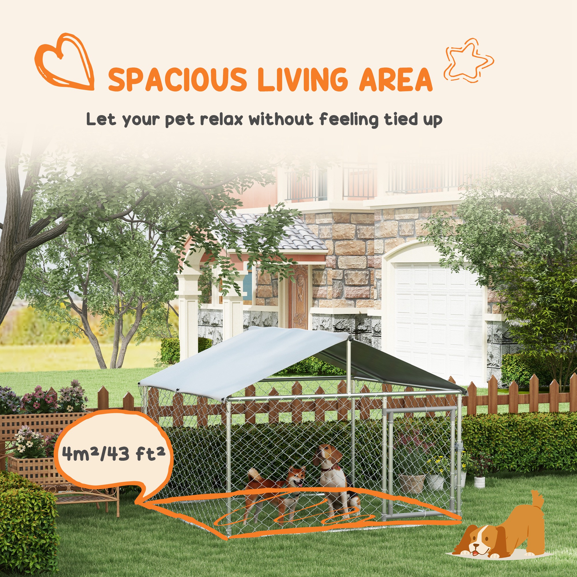PawHut 6.6' x 6.6' x 4.9' Dog Kennel Outdoor for Small Medium Dogs with ...