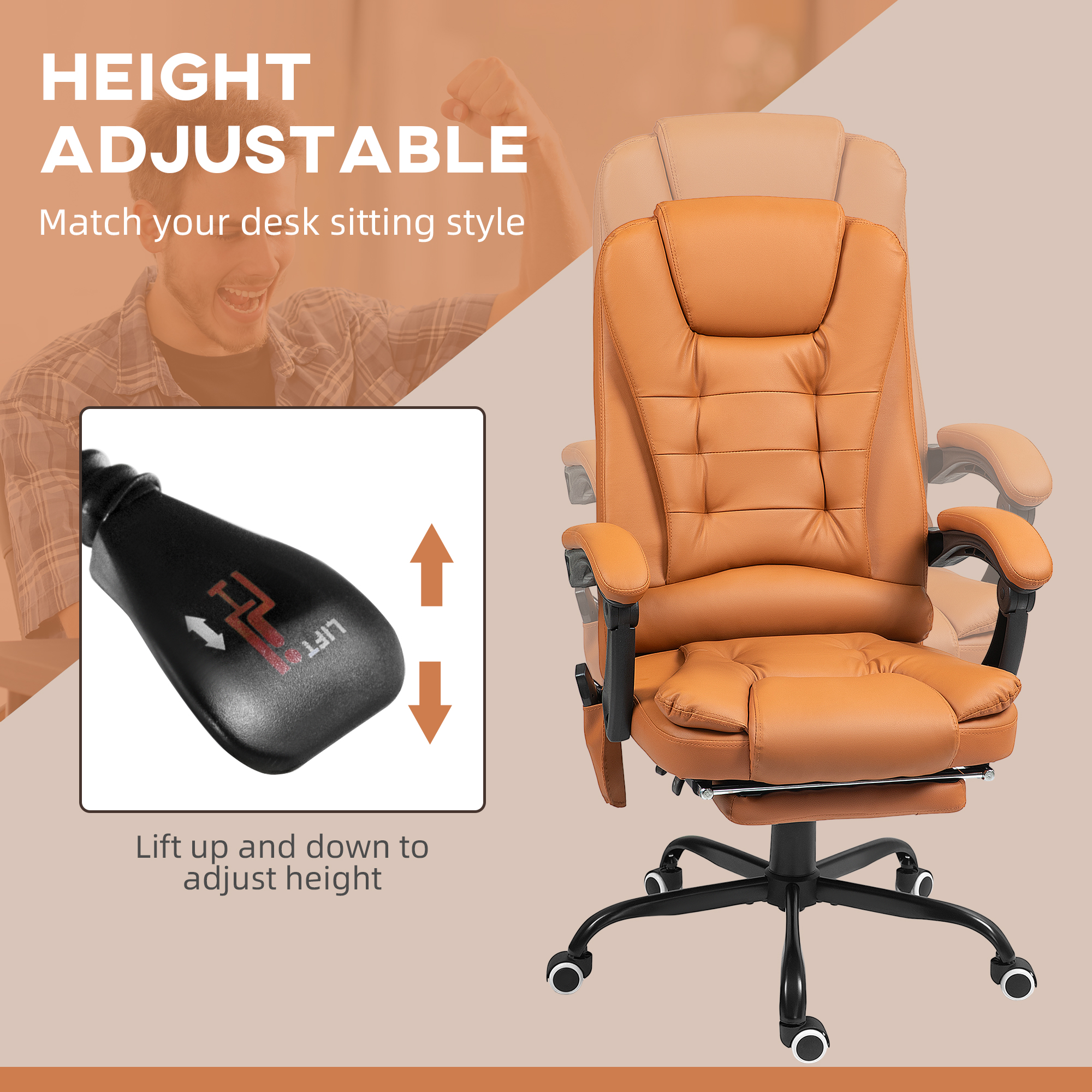 Vinsetto 7-Point Vibrating Massage Office Chair High Back Massaging ...
