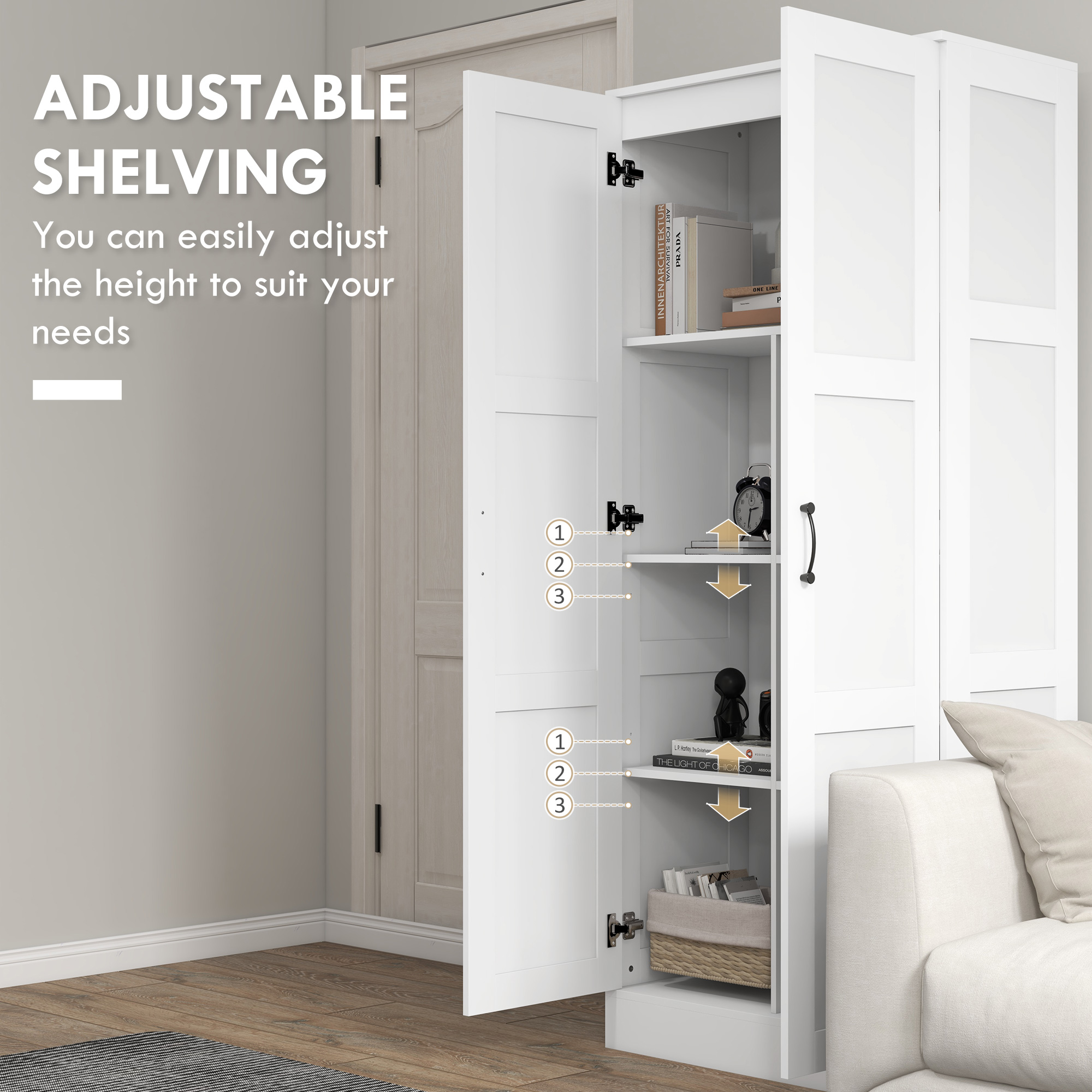 HOMCOM 71" Tall Storage Cabinet with Movable Storage Shelves, Modern ...
