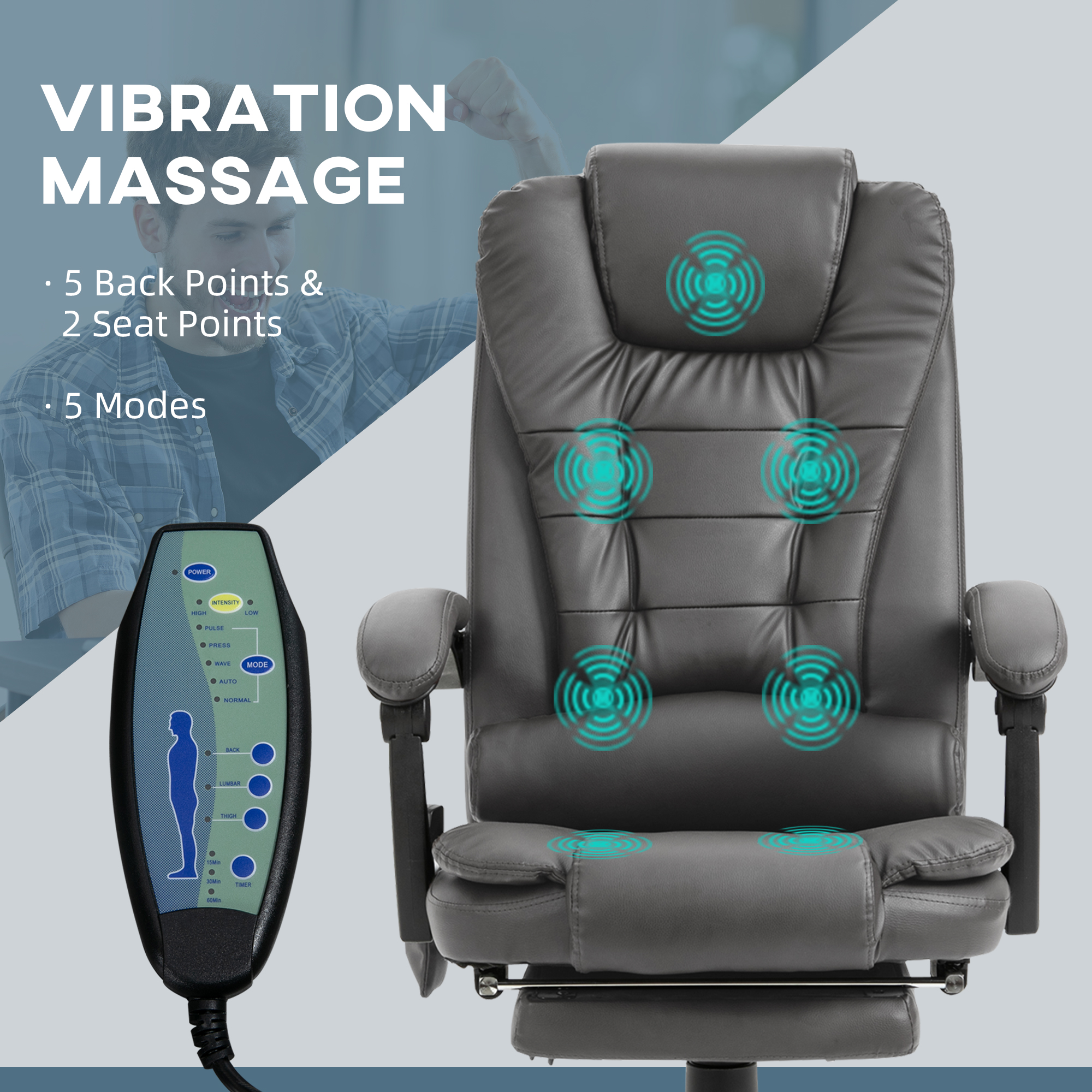 Vinsetto High Back Executive Office Chair with Vibration Massage Office ...