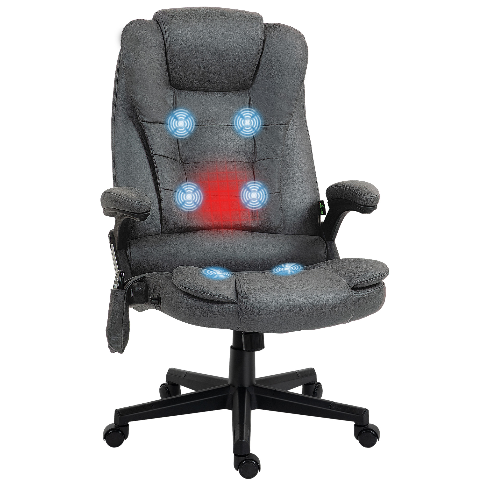 Vinsetto 6 Point Vibrating Massage Office Chair with Heat, Microfiber ...