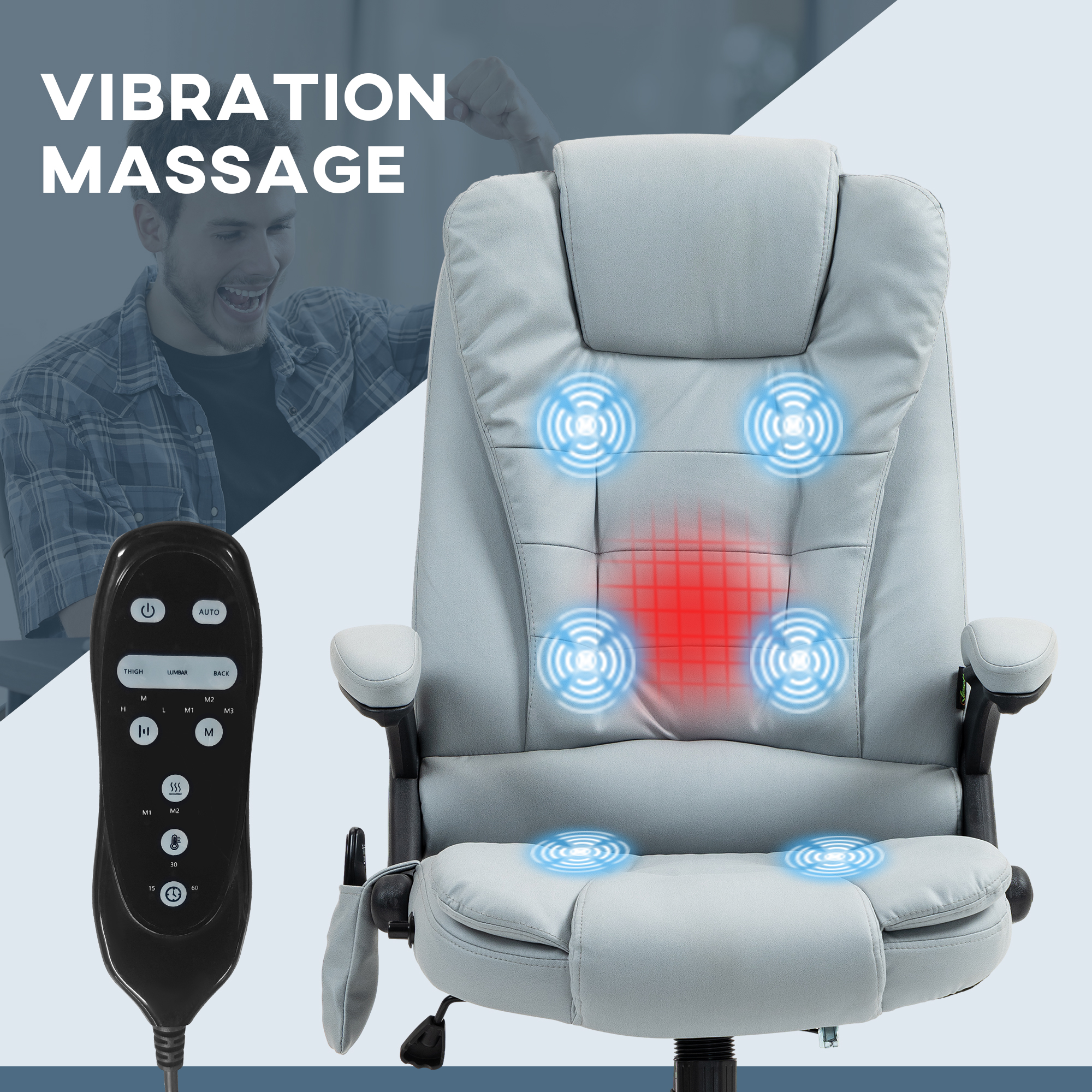 Vinsetto 6 Point Vibrating Massage Office Chair with Heat, Microfiber ...