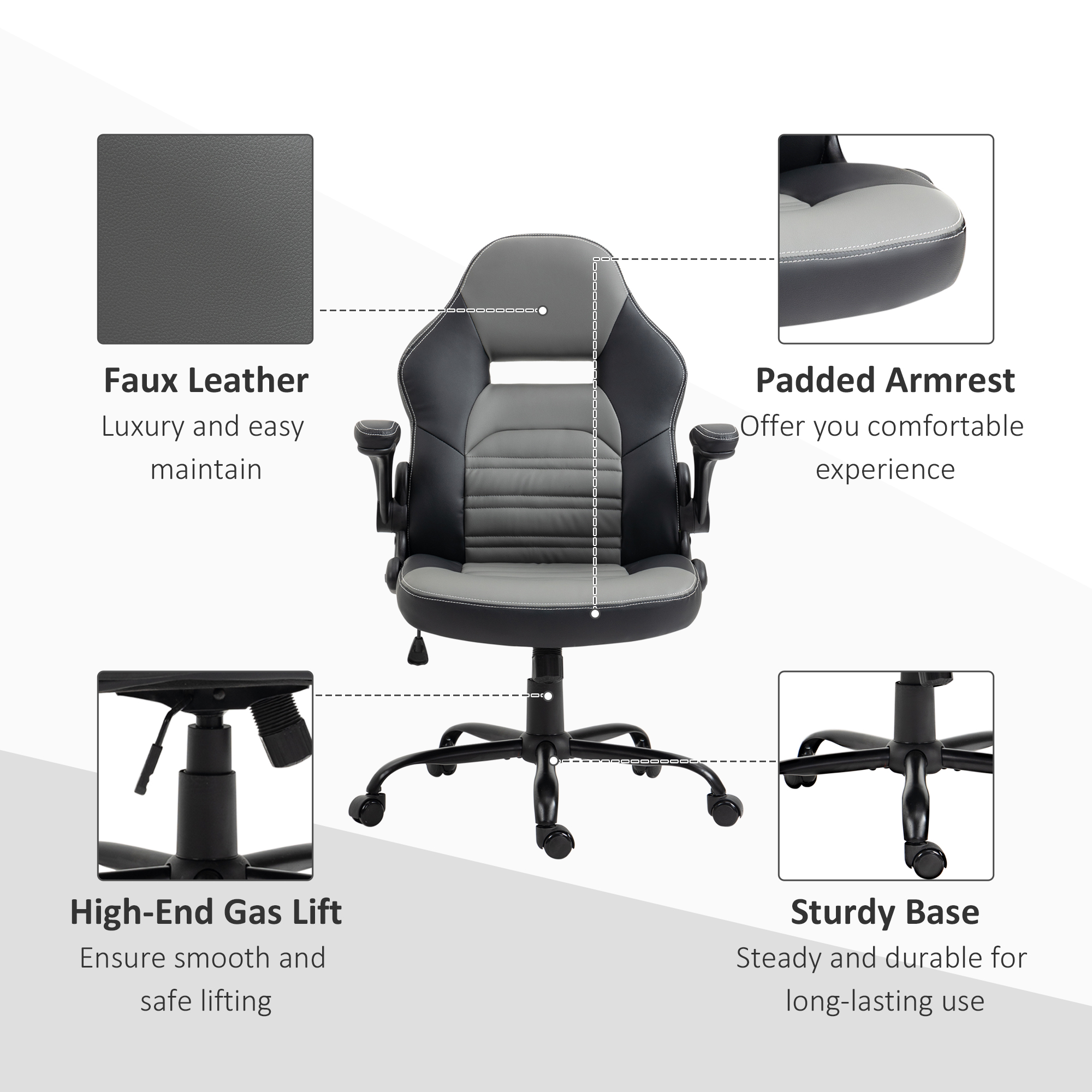 Vinsetto Gaming Chair Swivel Home Office Computer Racing Gamer Desk ...