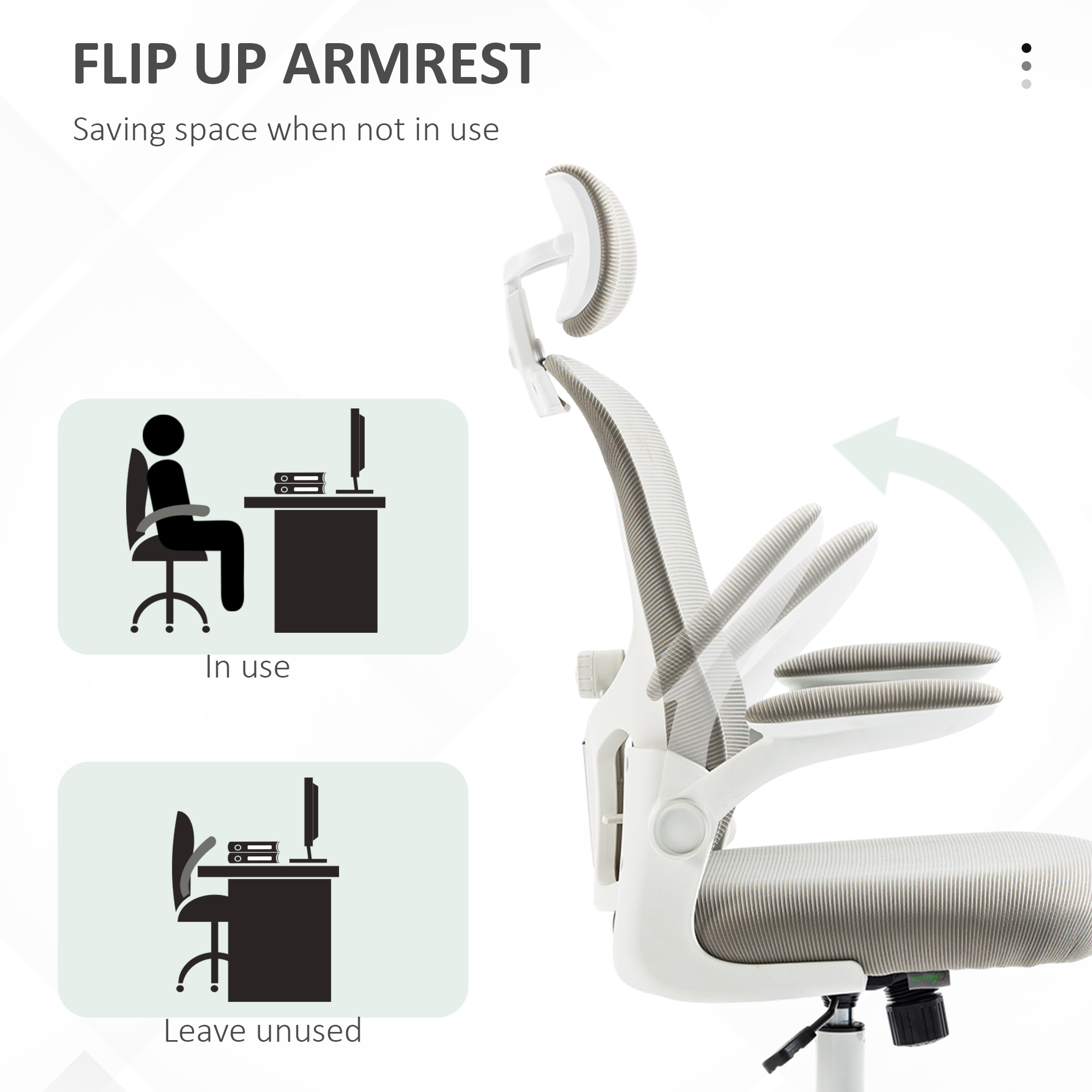 Vinsetto Ergonomic Office Chair, 4D Lumbar Support, Flip-up Arm, Grey ...