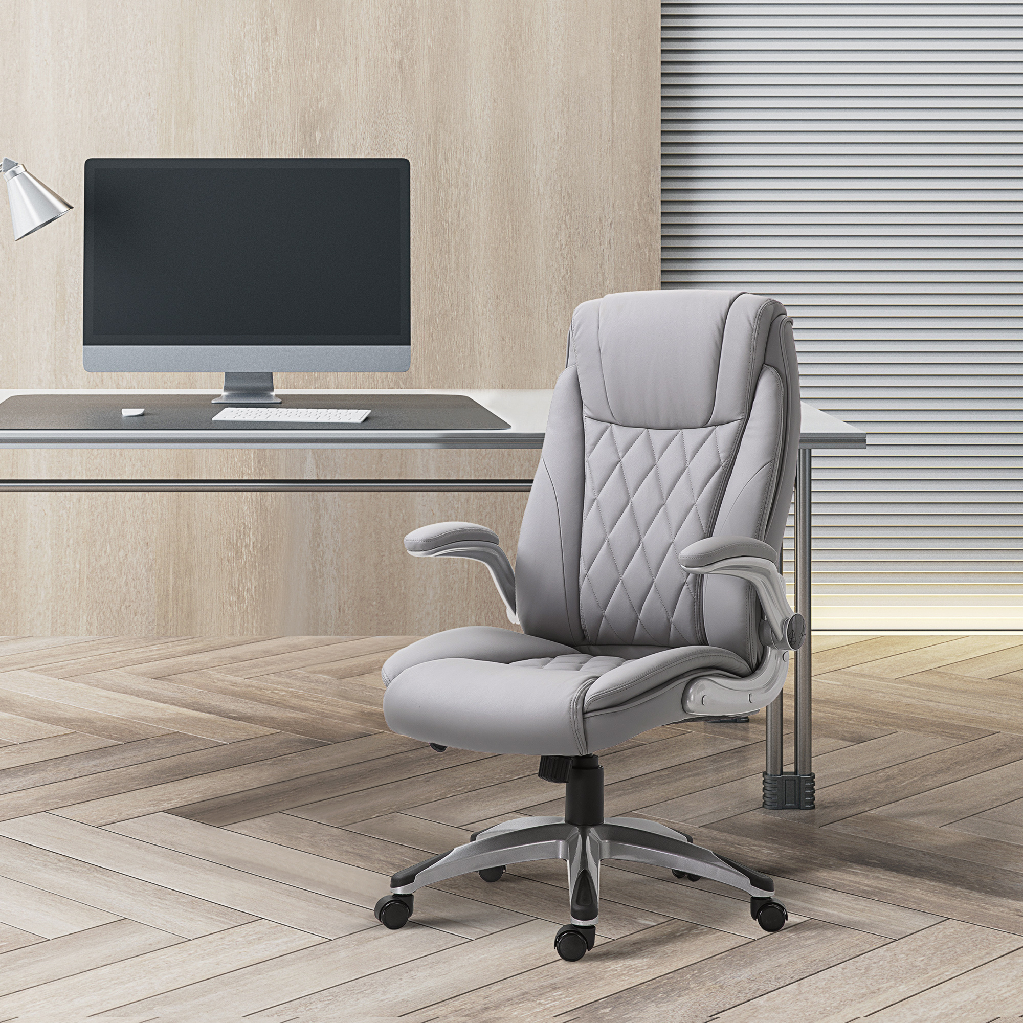 Vinsetto Office Chair Faux Leather Computer Rocker with Liftable ...