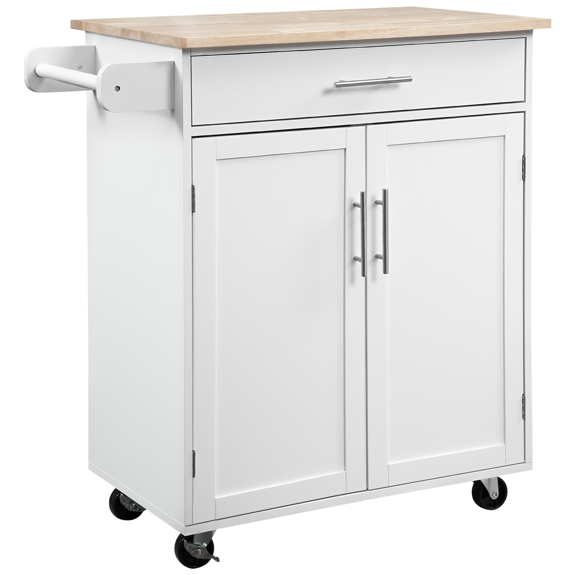 HOMCOM Kitchen Trolley Mobile Kitchen Island on Wheels Serving Cart ...