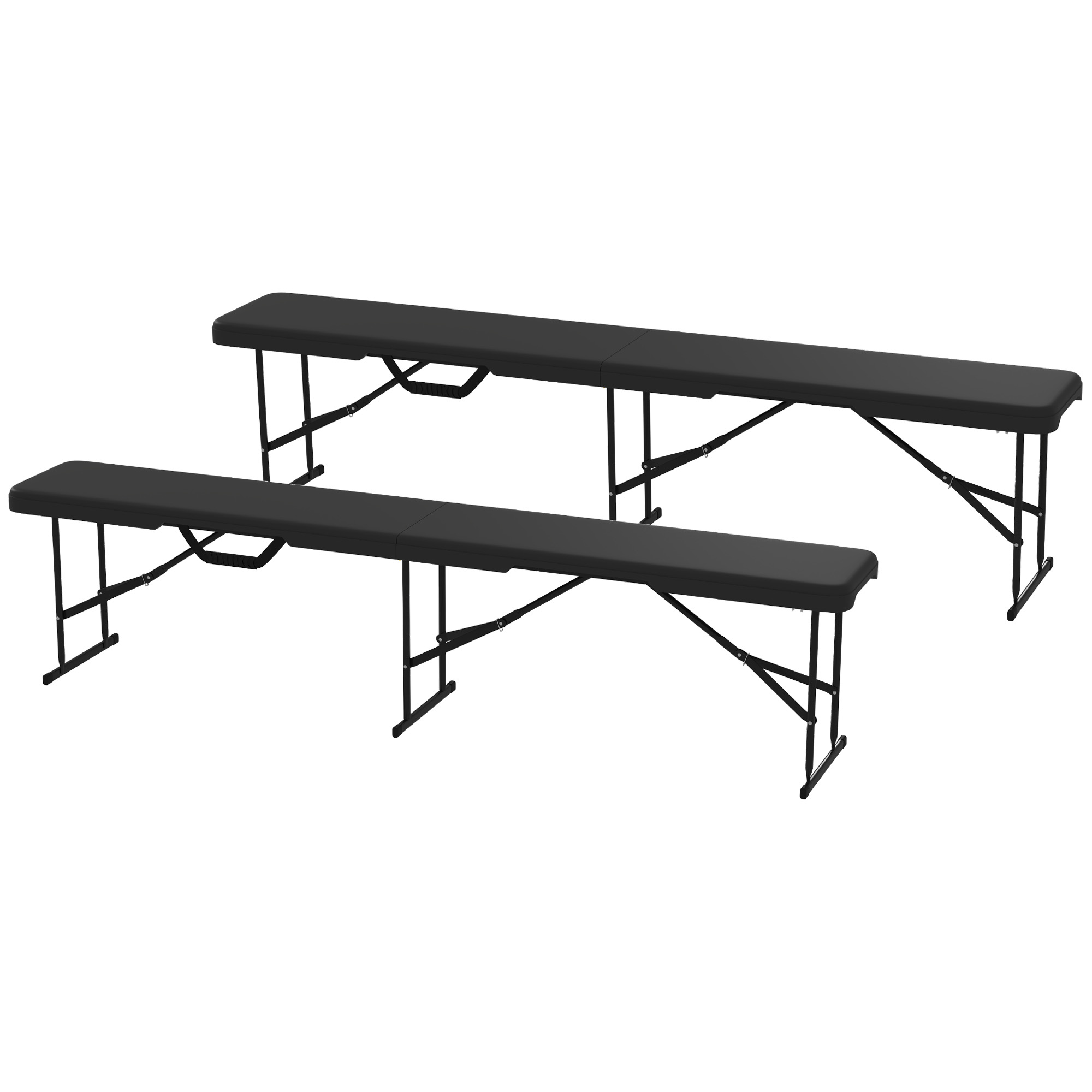Outsunny 2 Pack 6 ft Portable Foldable Bench Seats, Plastic Folding ...