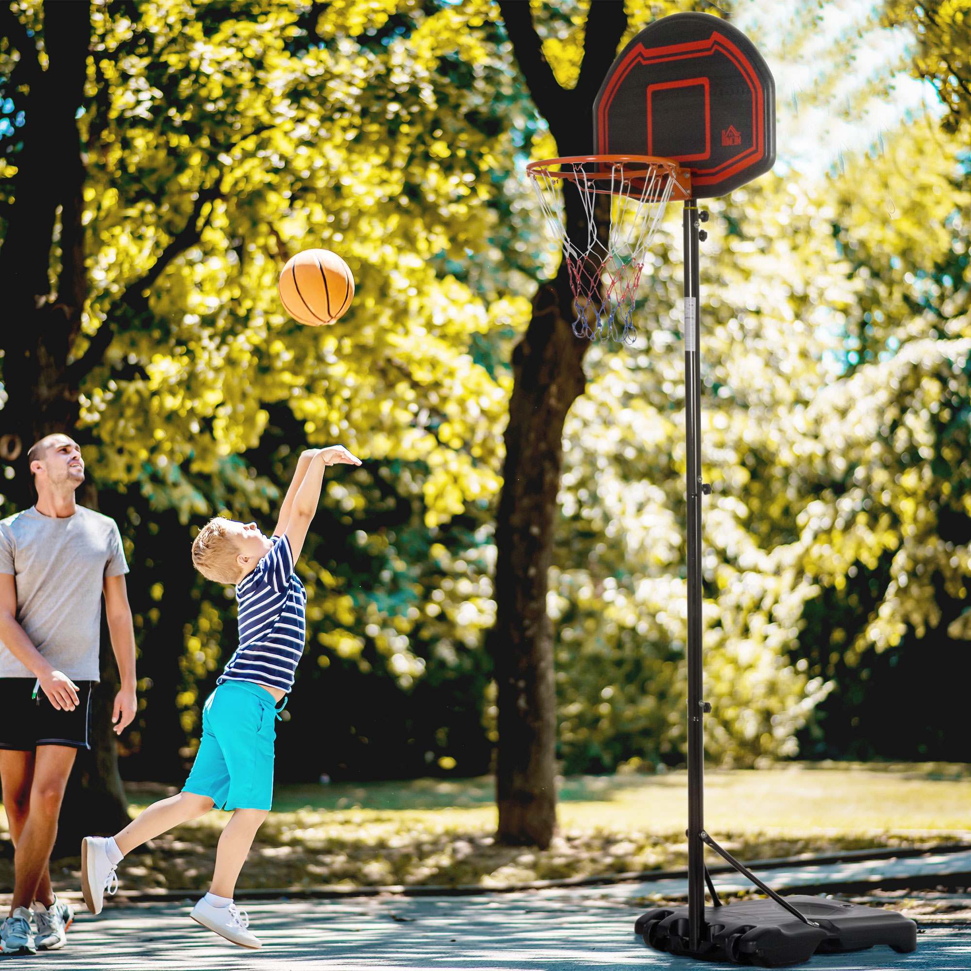 HOMCOM 7-8.5ft Basketball Hoop, Freestanding Basketball System with 27. ...