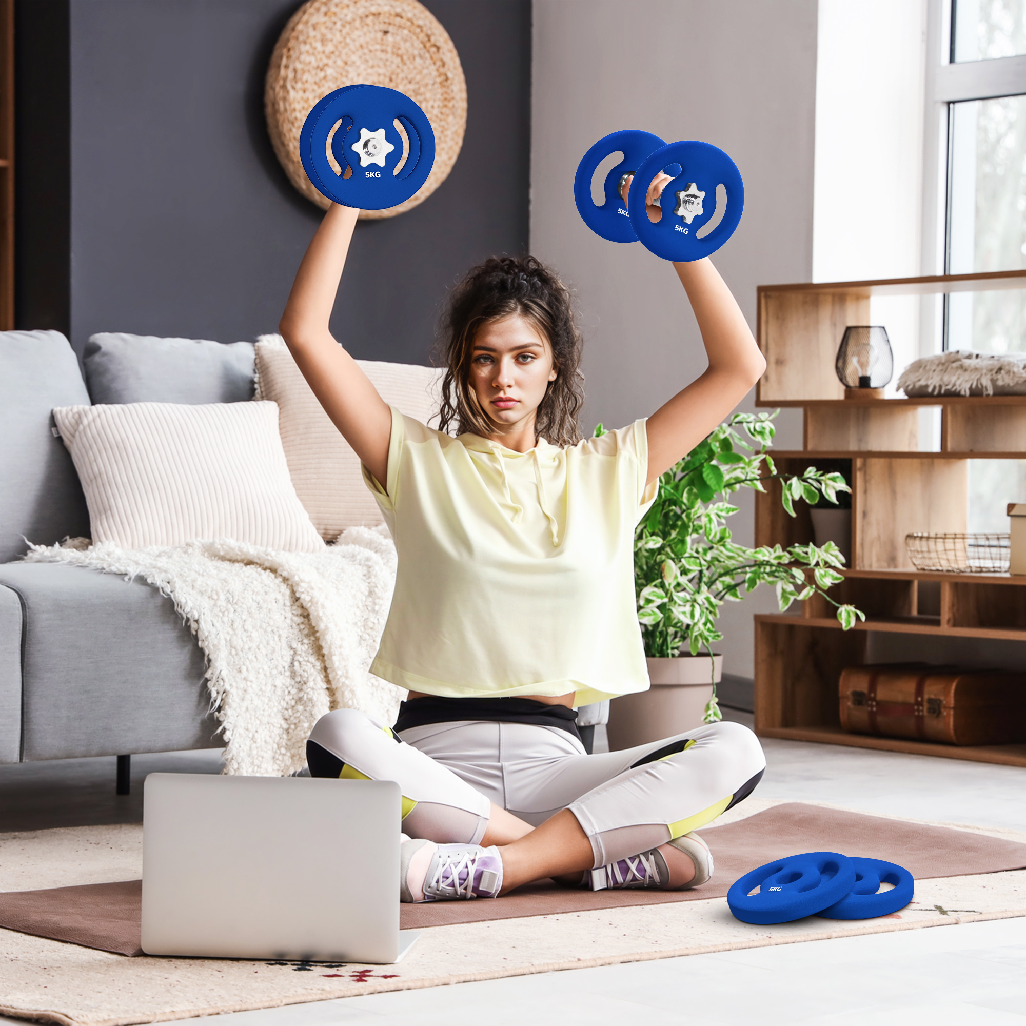 Soozier 2 x 11lbs Standard Weight Plates with Easy-Grip Handles, 1 ...