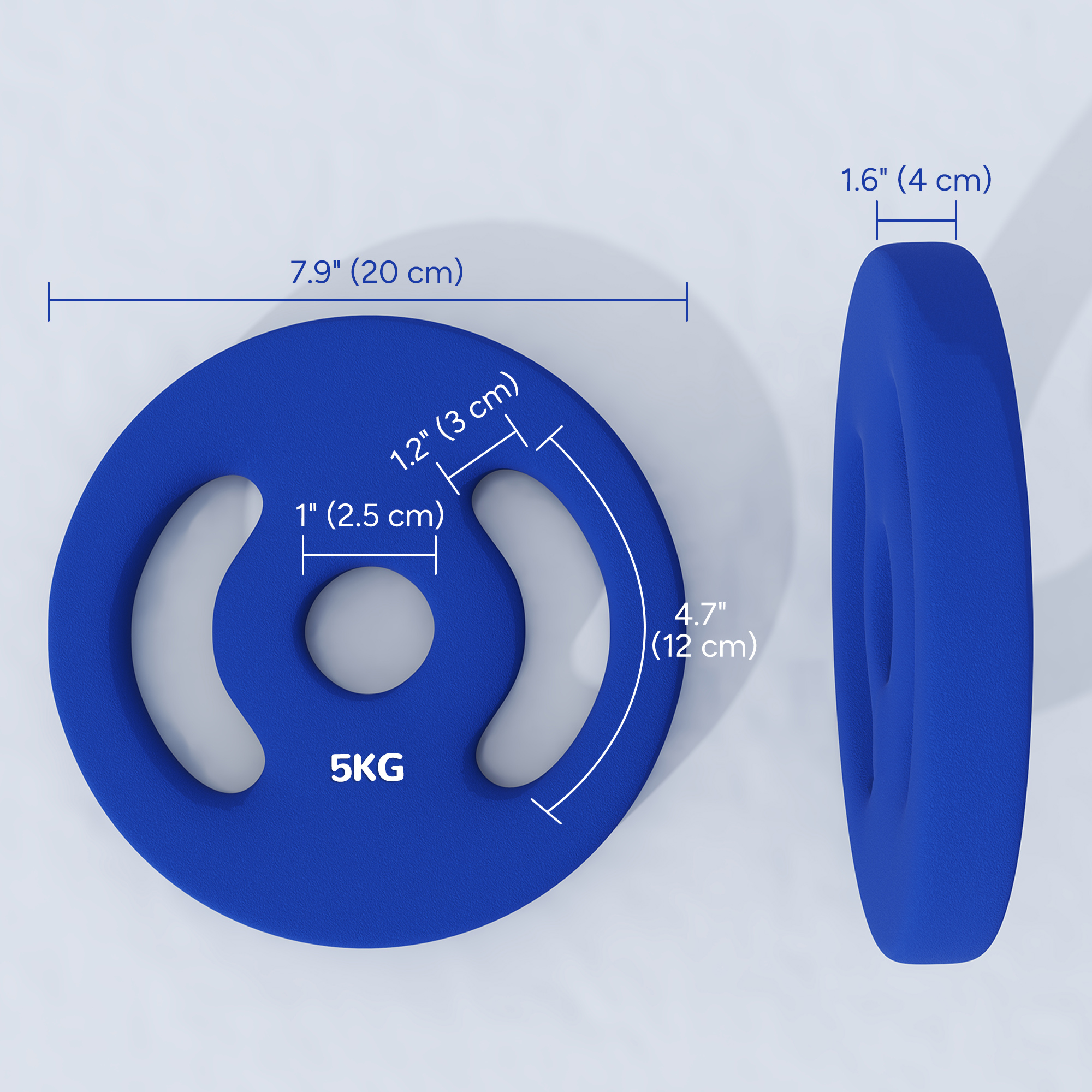 Soozier 2 x 11lbs Standard Weight Plates with Easy-Grip Handles, 1 ...