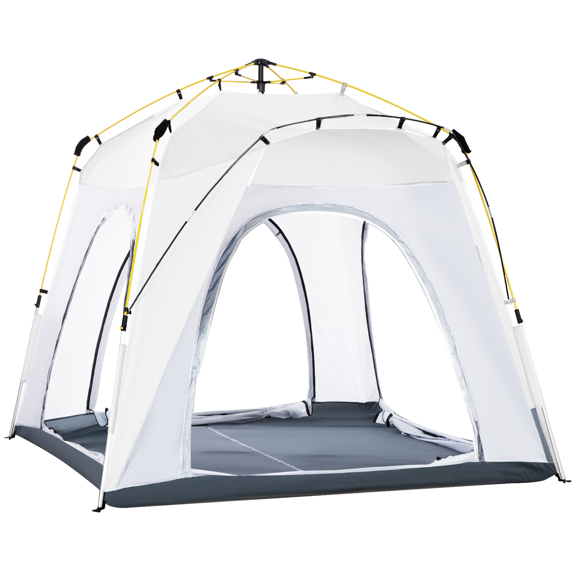 Outsunny 4 Person Pop Up Camping Tent Quick Setup Automatic Hydraulic ...