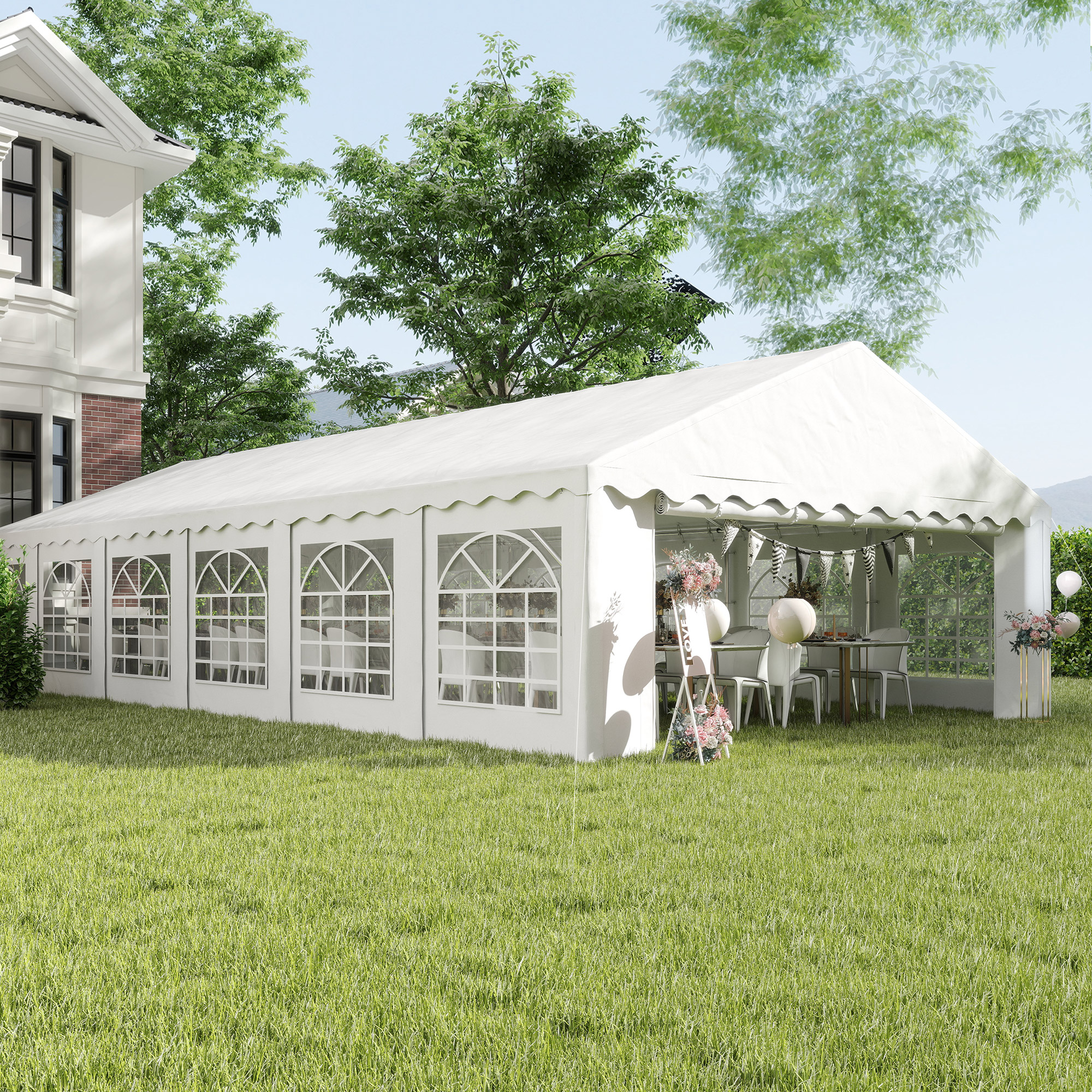 Outsunny 20' x 40' Party Tent, Outdoor Canopy Tent with Removable ...