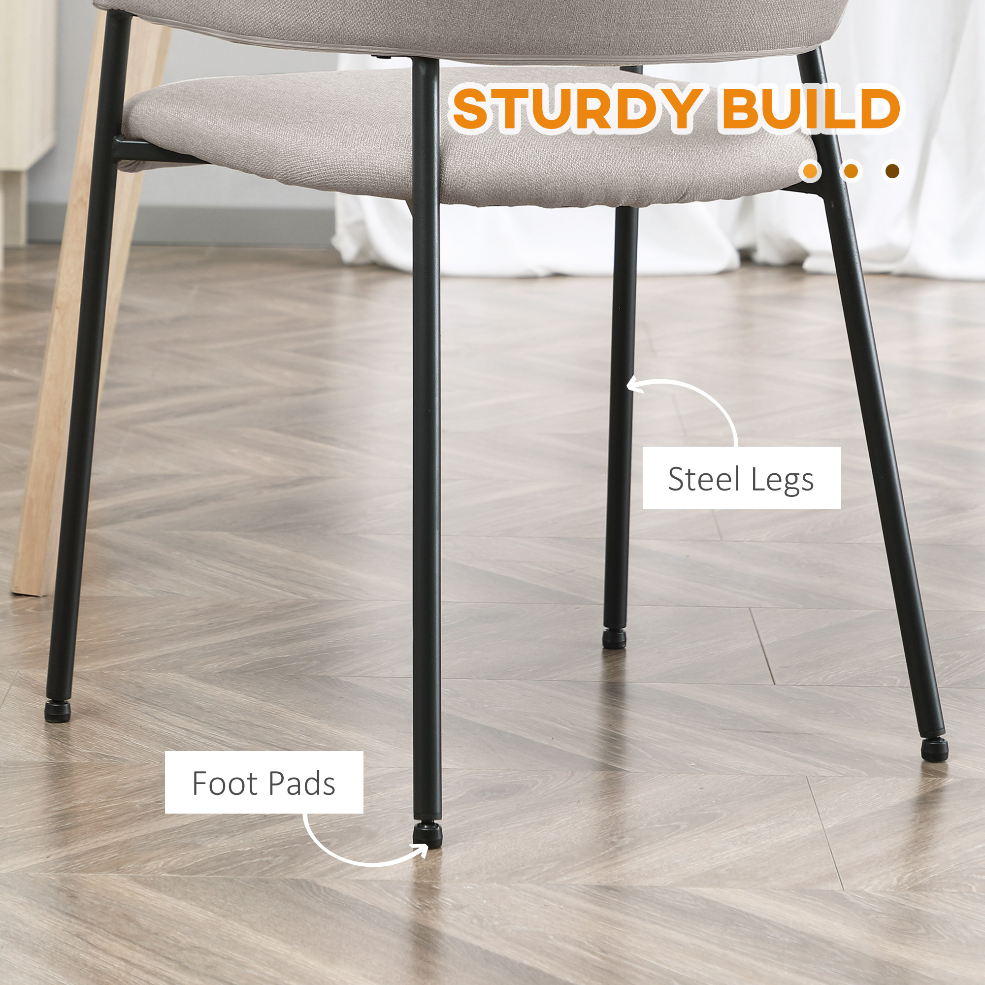 HOMCOM Modern Dining Chairs Set of 2, Linen Touch Fabric Accent Chairs ...