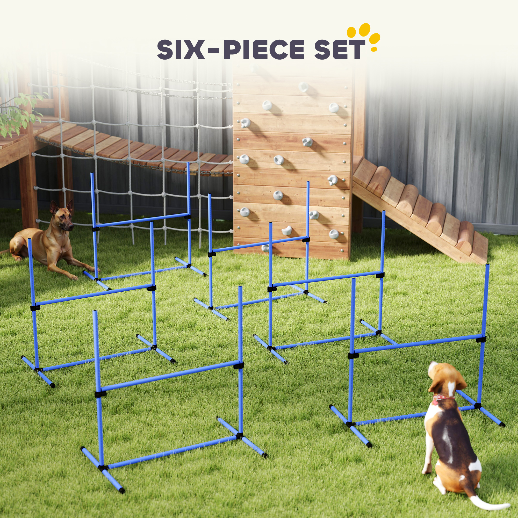 PawHut 6 Piece Dog Agility Set with Adjustable Height Jump Bars, Carry ...