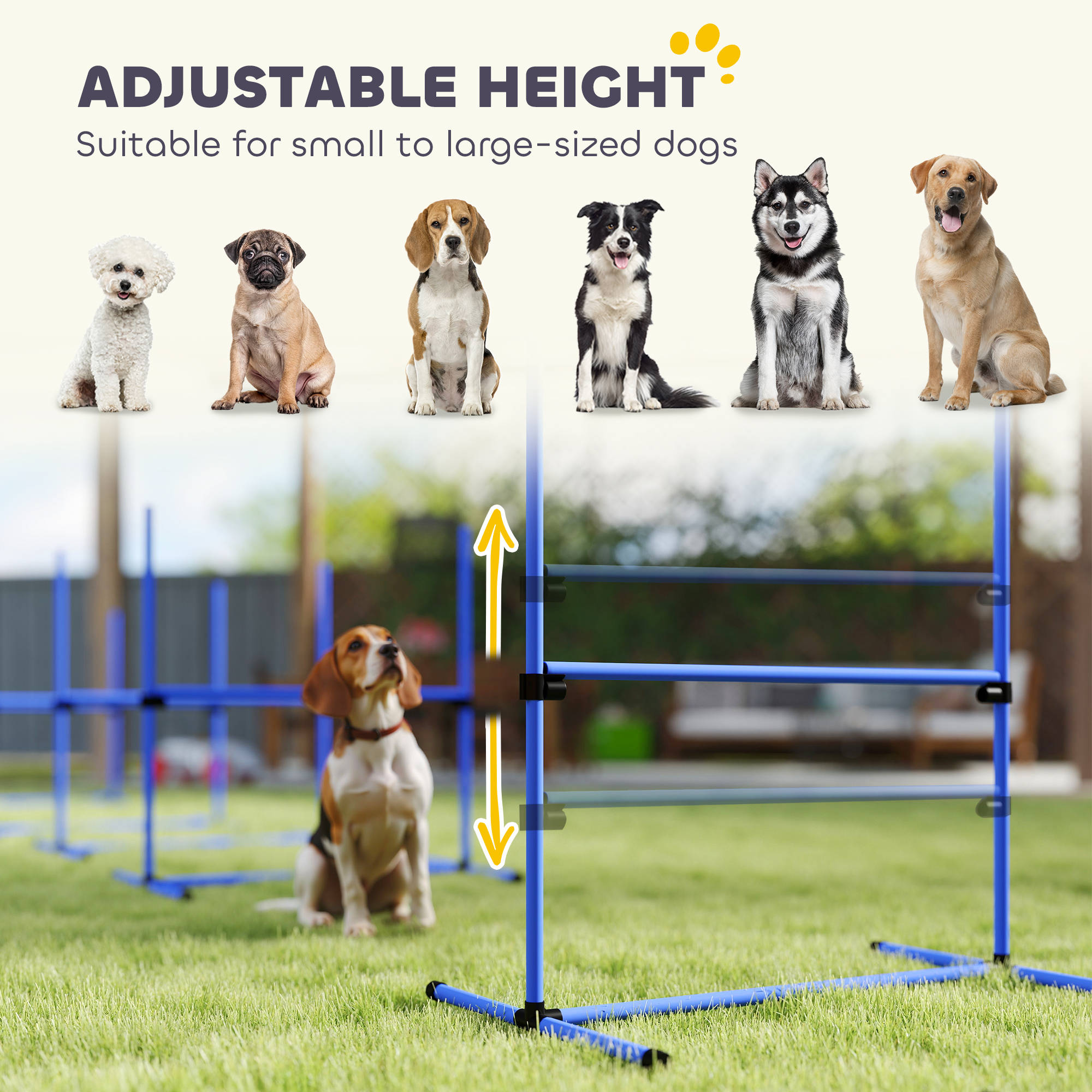 PawHut Set of 6 Dog Agility Training Equipment Adjustable Jump Bar Pet ...