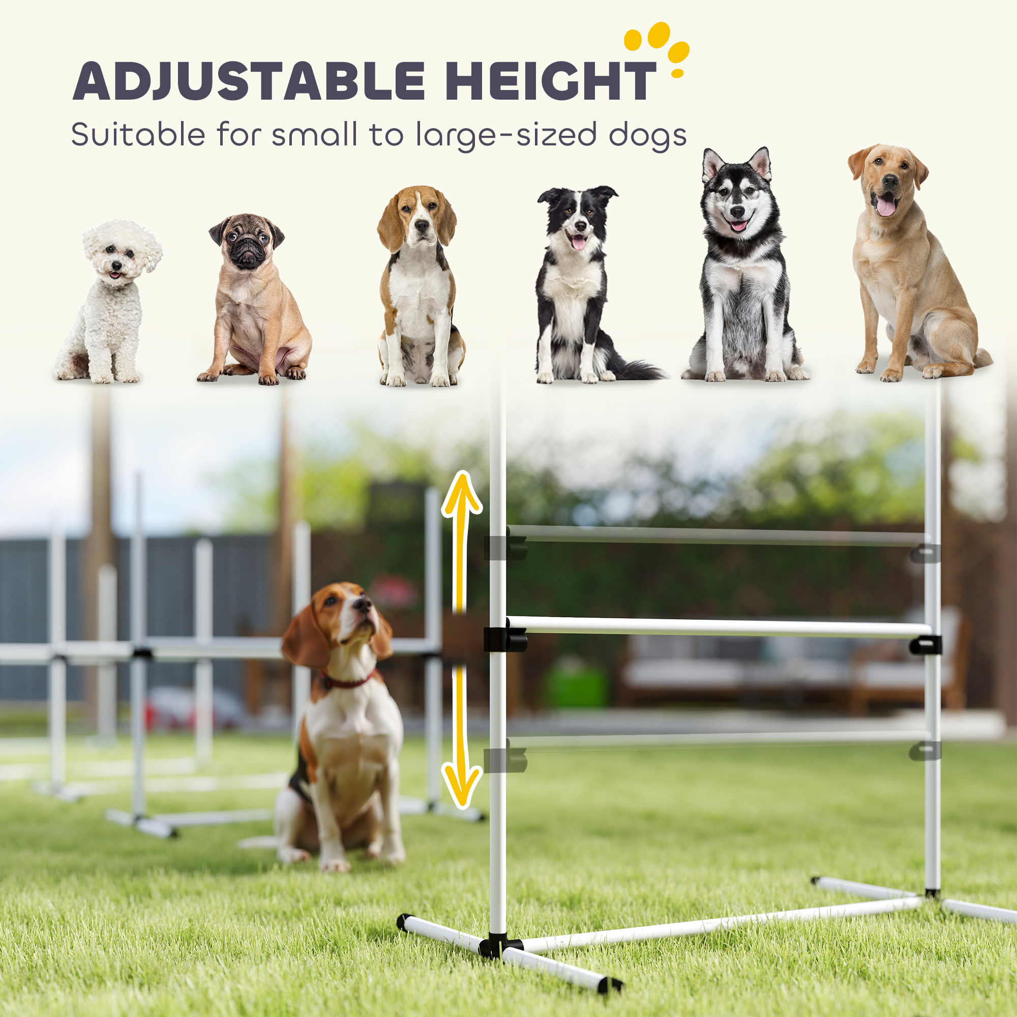 PawHut Set of 6 Dog Agility Training Equipment Adjustable Jump Bar Pet ...