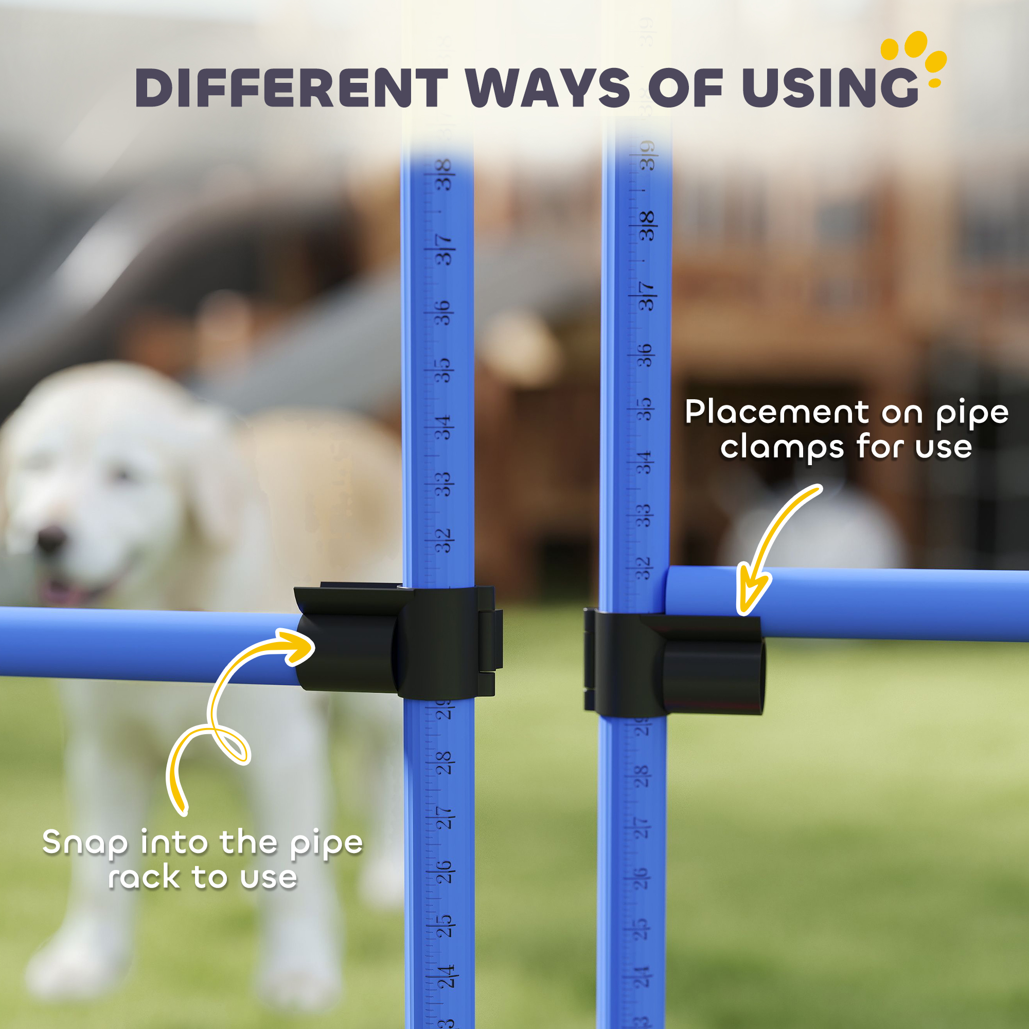 PawHut Set of 6 Dog Agility Training Equipment Adjustable Jump Bar Pet ...