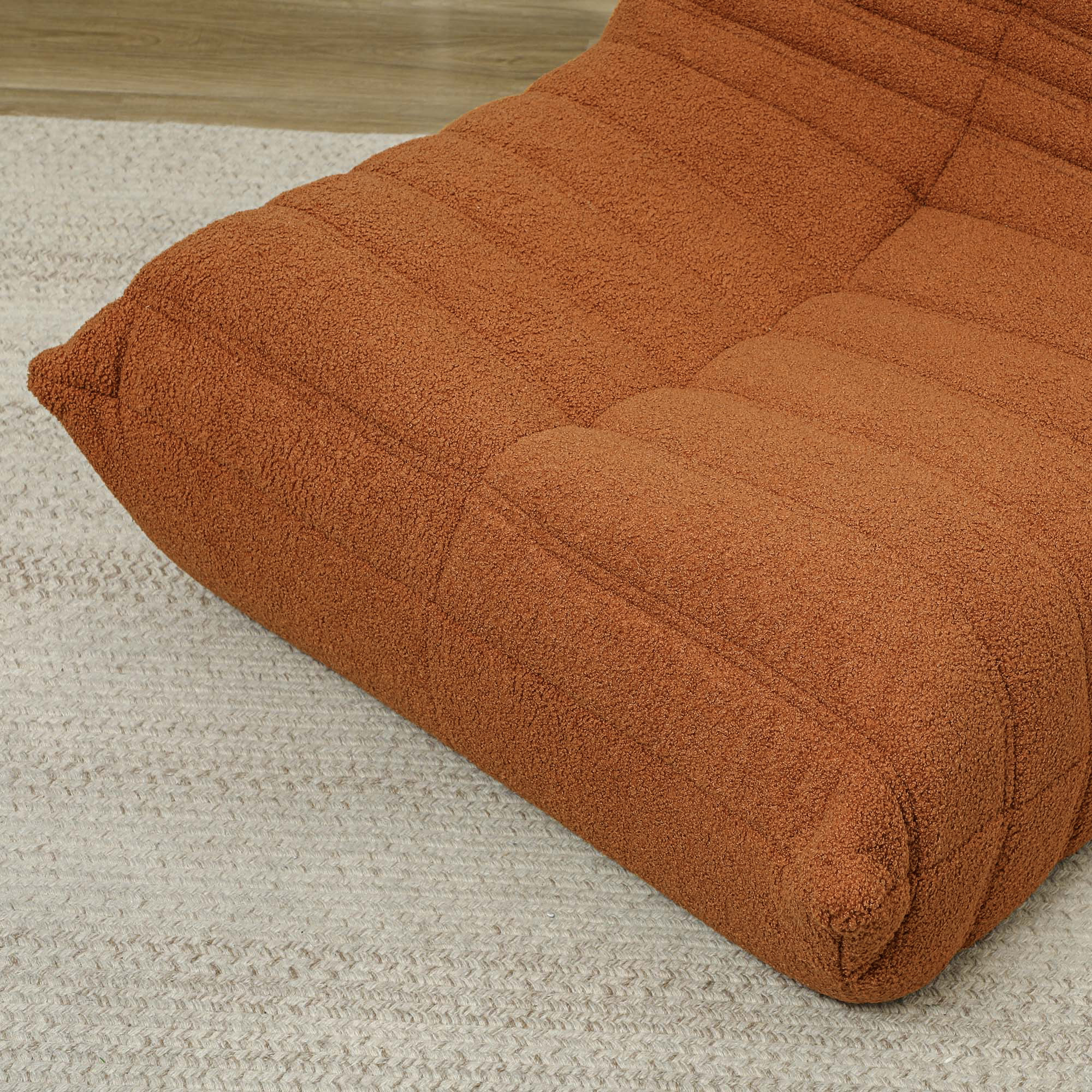 HOMCOM Floor Chair with Back Support, Teddy Fleece Sofa Chair with ...