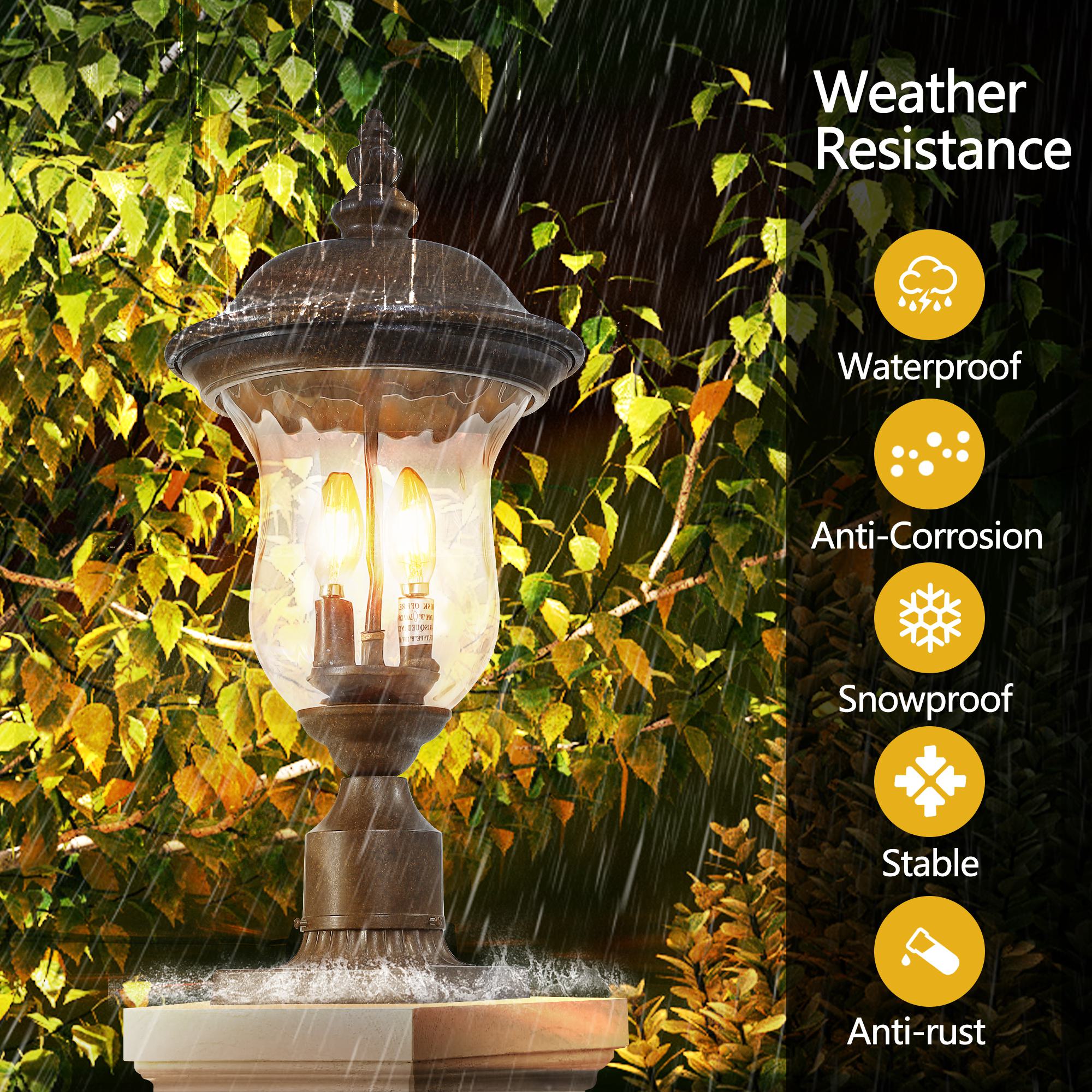 Vintage Outdoor Lamp Post Light with Clear Glass Shade, Brown+Bronze ...