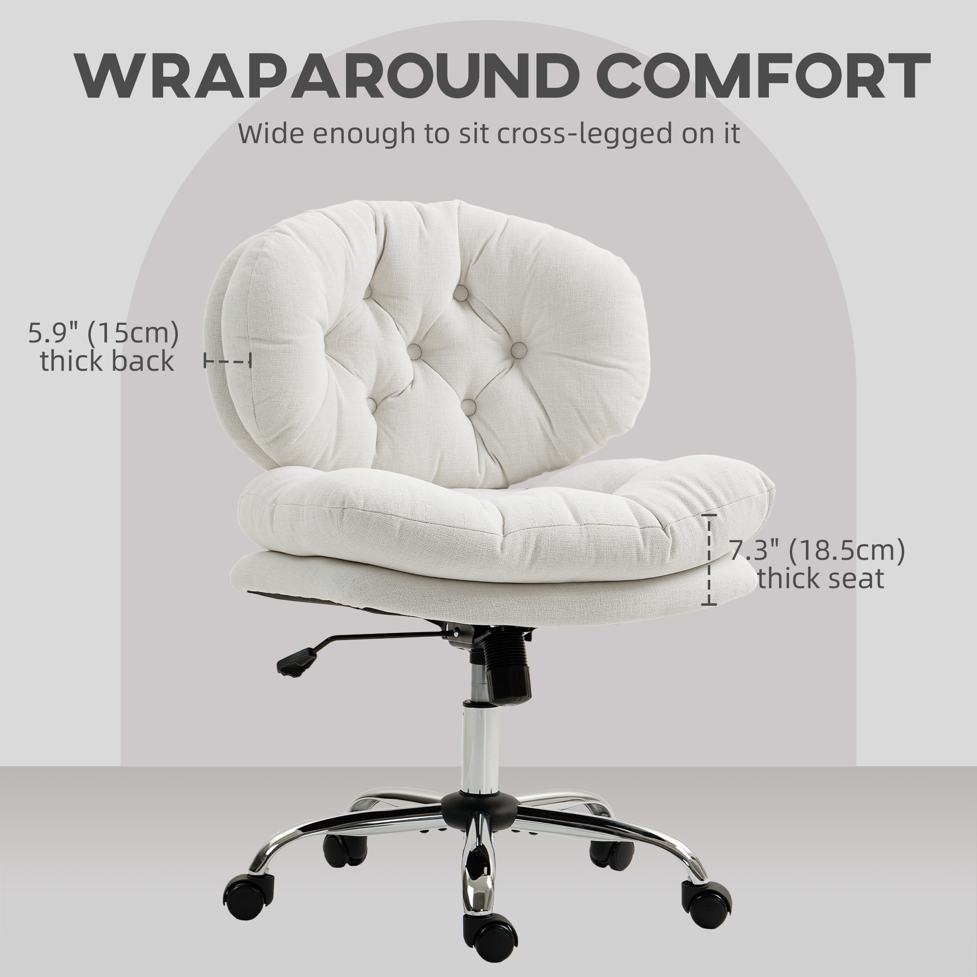 HOMCOM Computer Desk Chair, Armless Office Chair with Wide Padded Seat ...