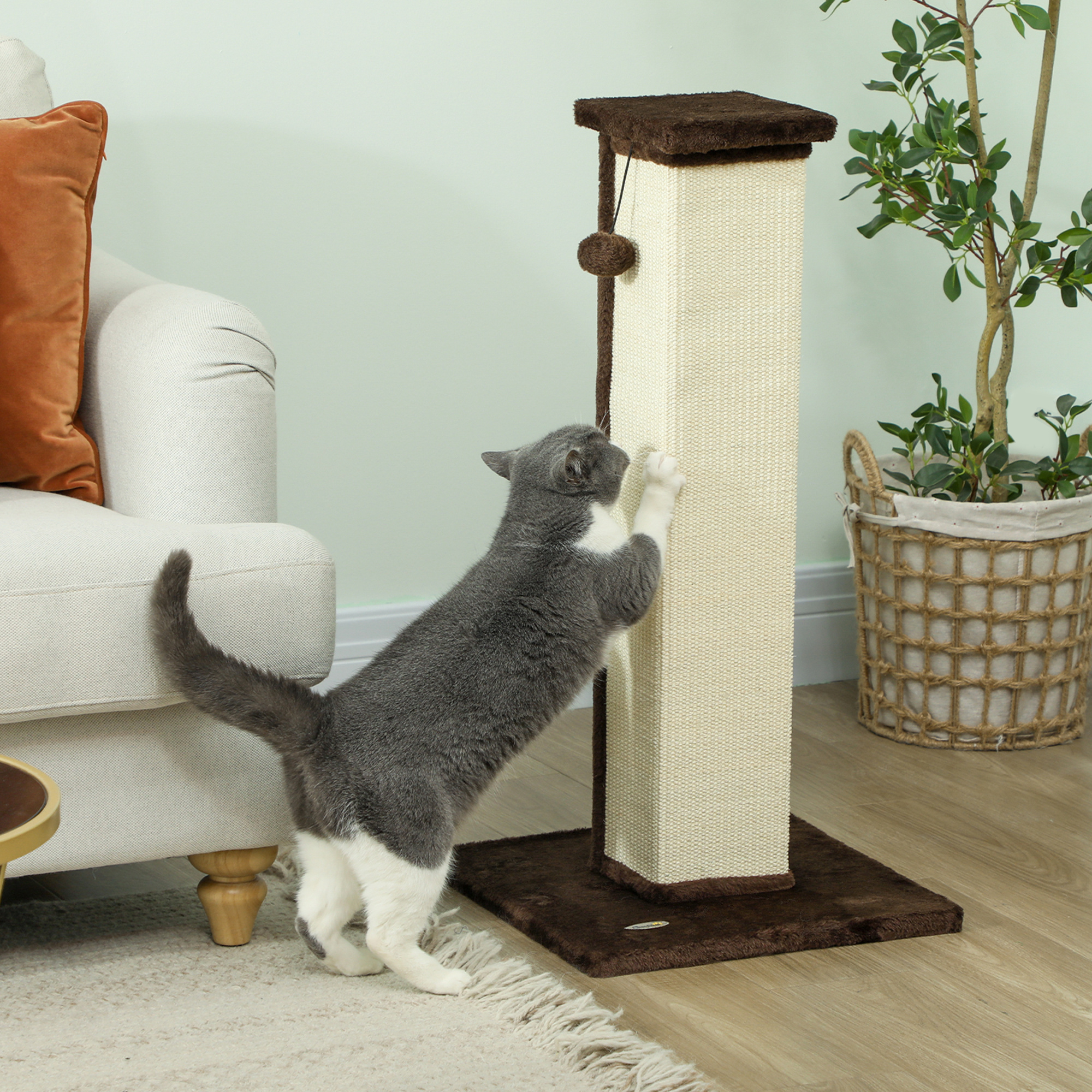 PawHut 32" Tall Cat Scratching Post for Indoor Cats and Kittens, Sisal ...