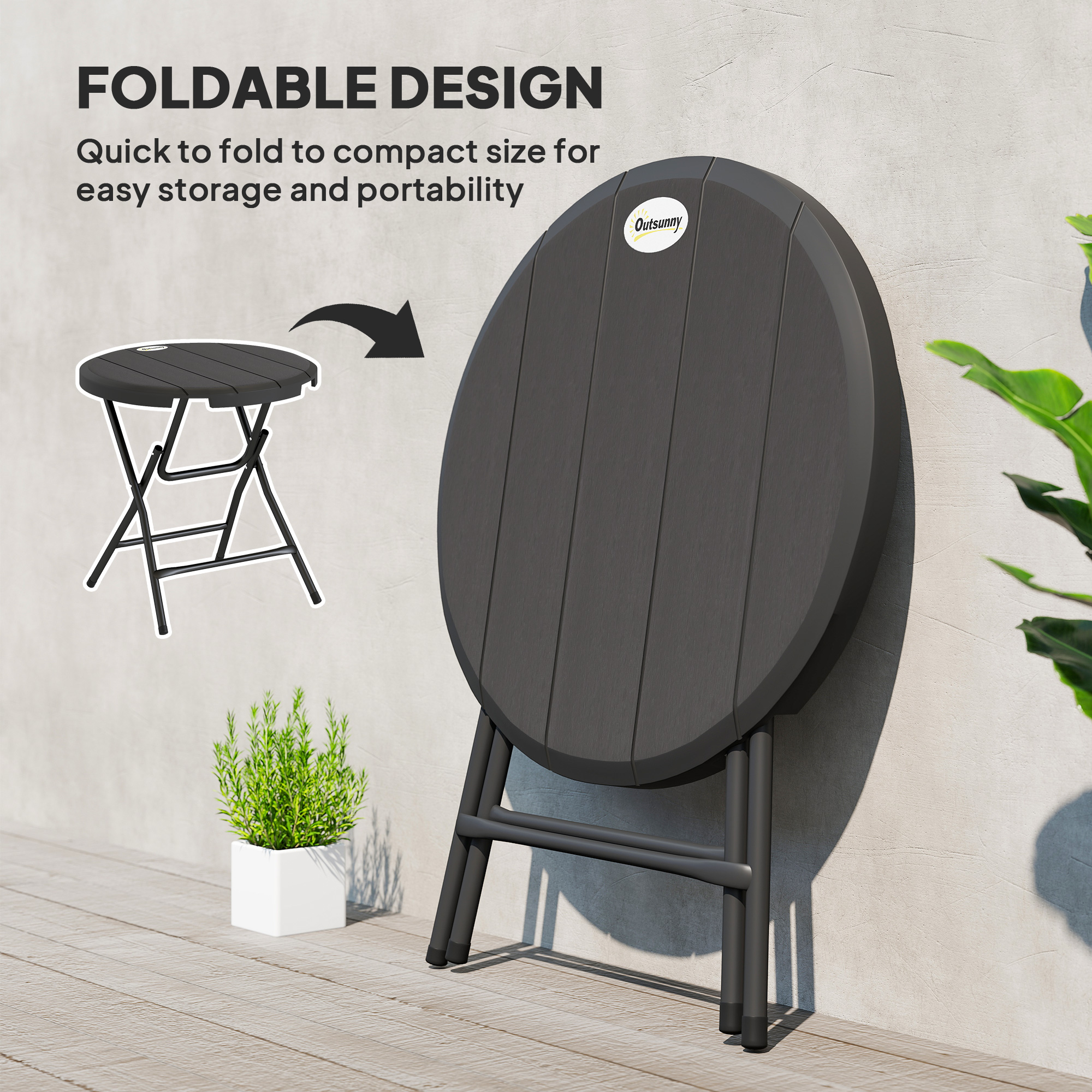 Outsunny Foldable Round Patio Table for 4, Outdoor Dining Table with ...