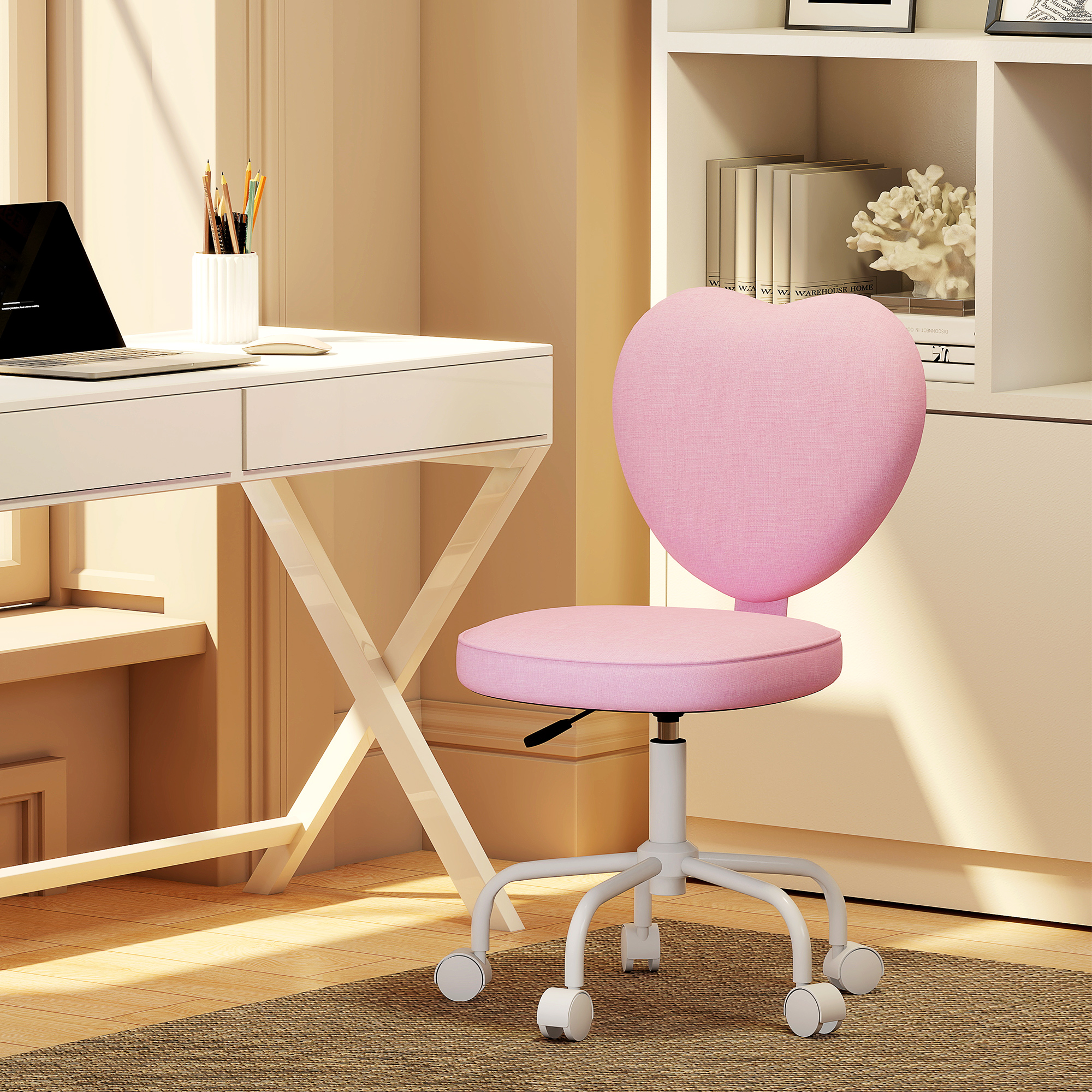 HOMCOM Heart Love Shaped Back Design Office Chair with Adjustable ...