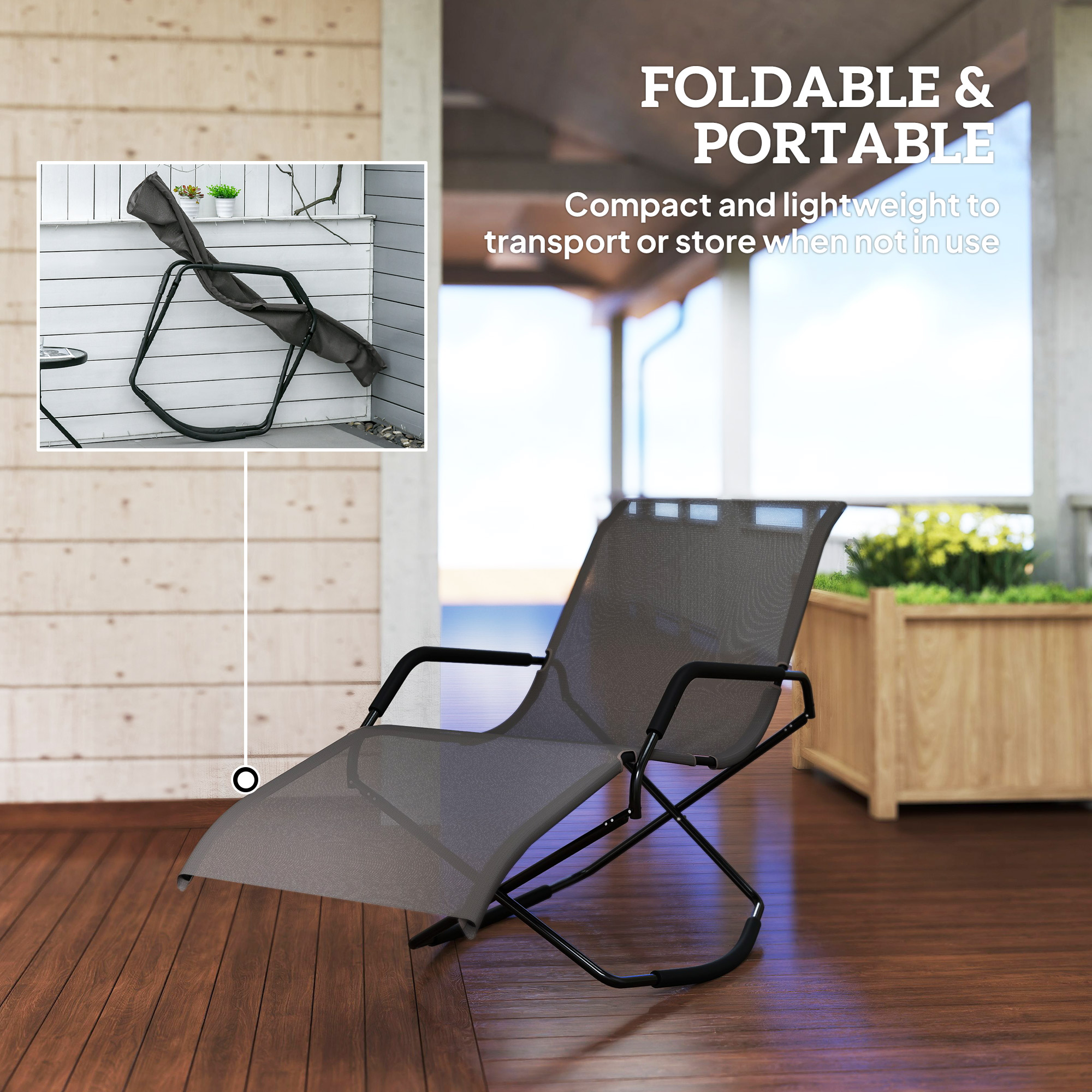 Outsunny Garden Rocking Sun Lounger Outdoor Zero-gravity Folding ...