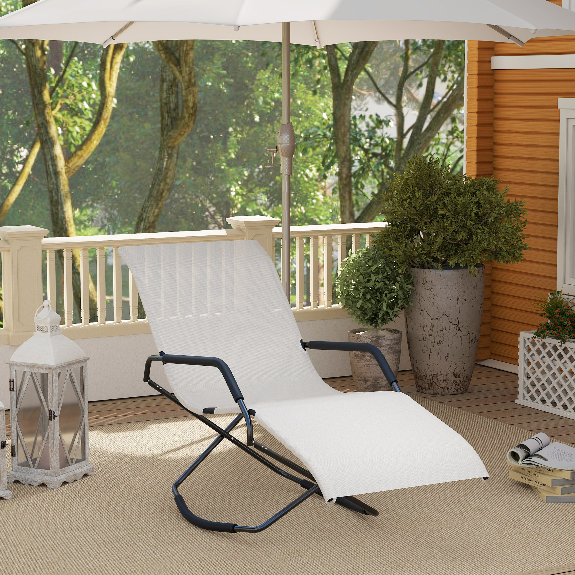 Outsunny Garden Rocking Sun Lounger Outdoor Zero-gravity Folding ...