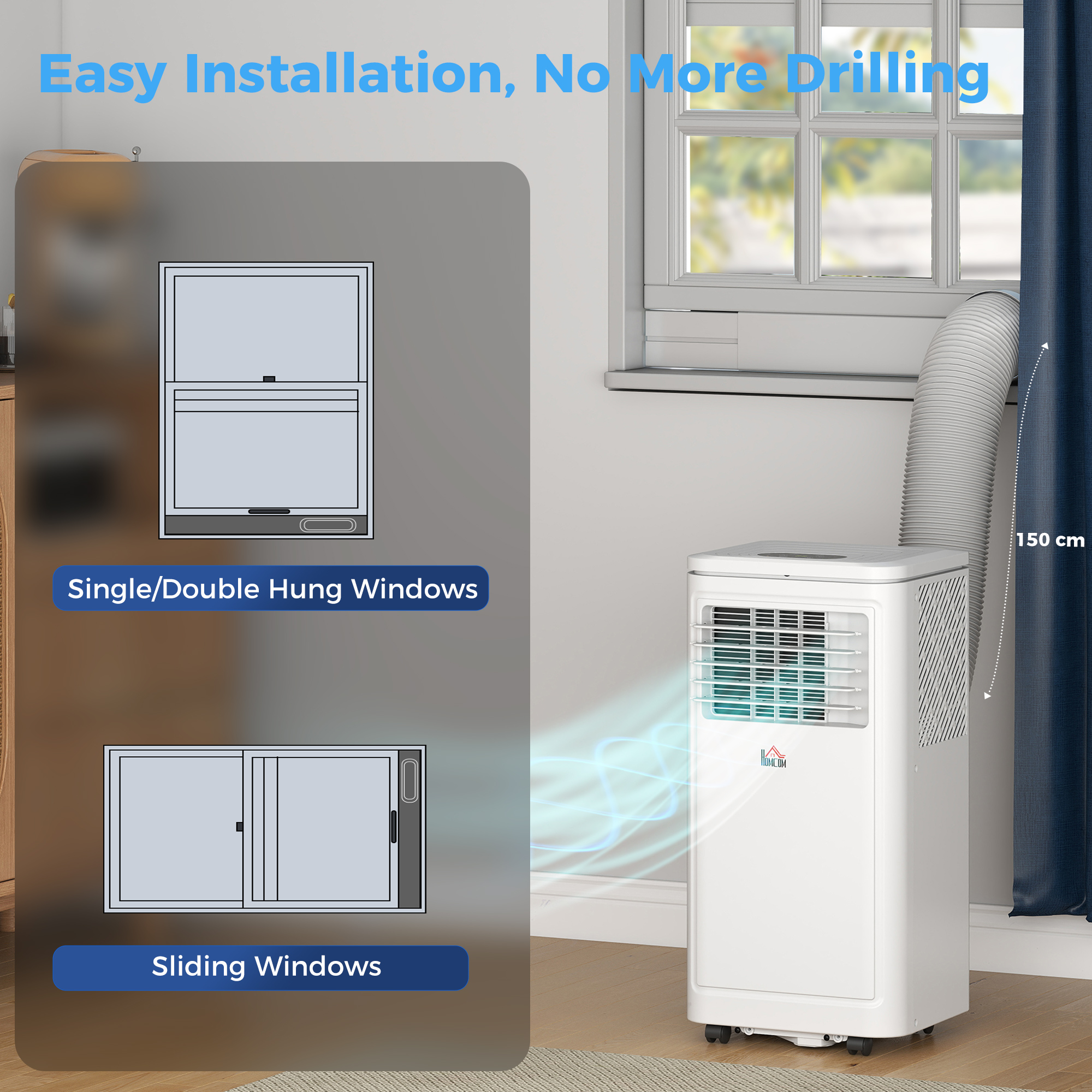 HOMCOM Portable AC Unit for Apartment, 8000 BTU Compact Movable Air ...