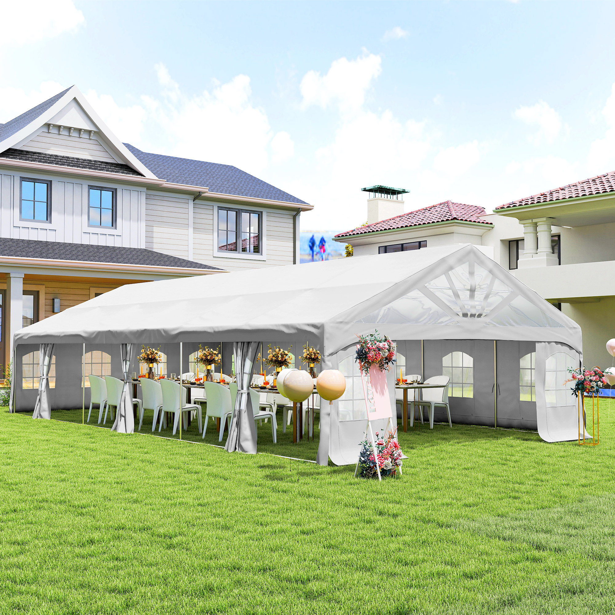 Outsunny Heavy Duty Party Tent, 20' x 40' Large Sun Shade Canopy Tent ...