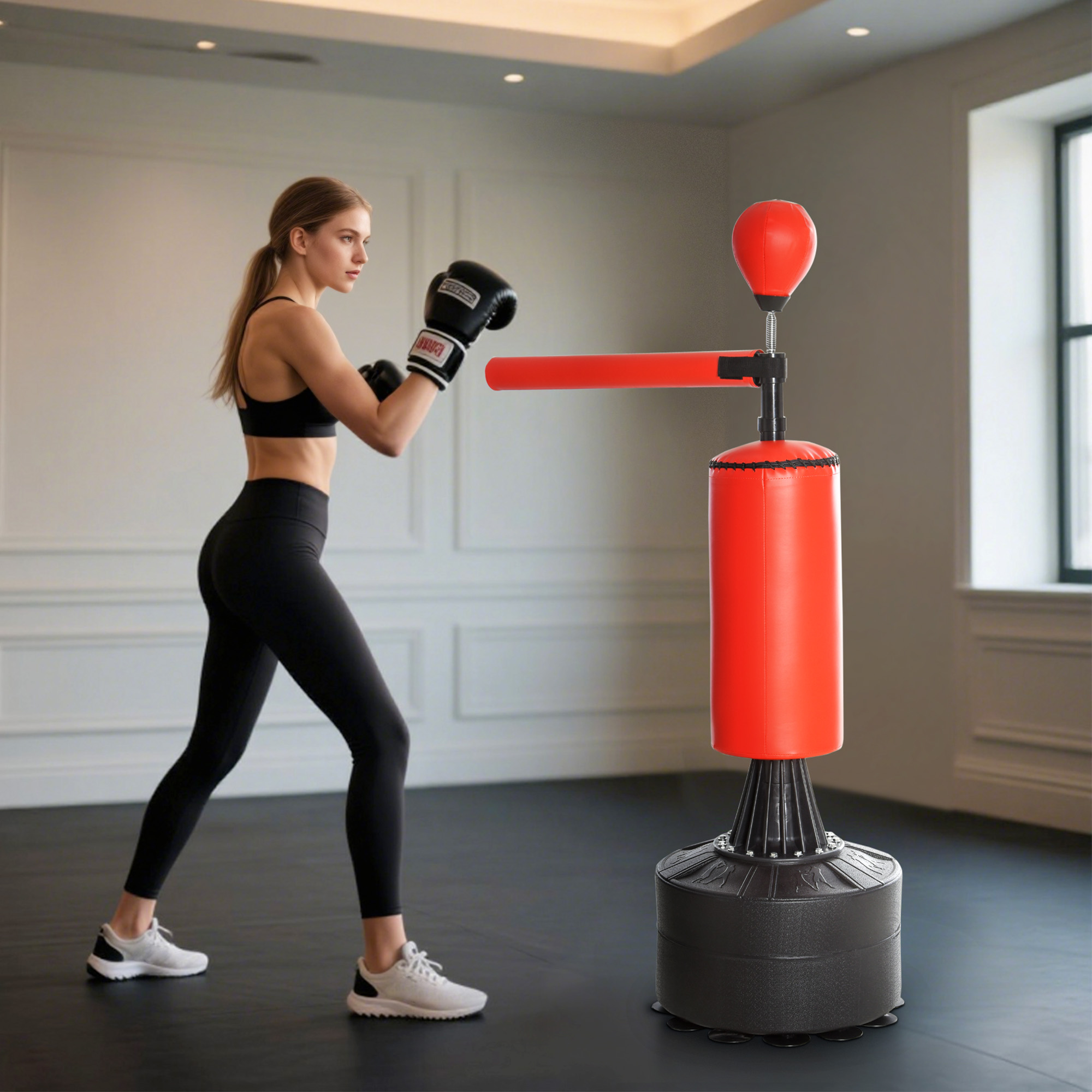 Soozier Freestanding Boxing Punch Bag Stand with Rotating Flexible Arm ...