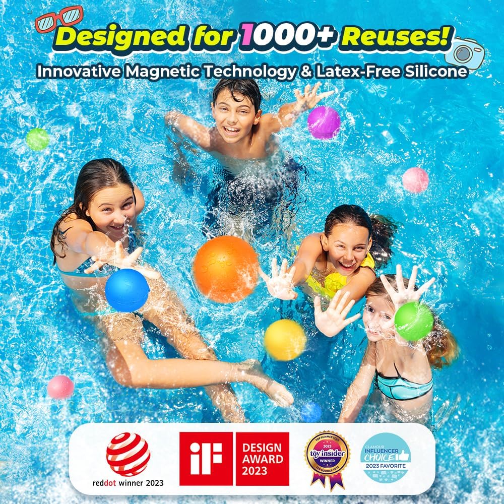 12-Piece Reusable Water Balloons with Quick Fill and No Leak ...