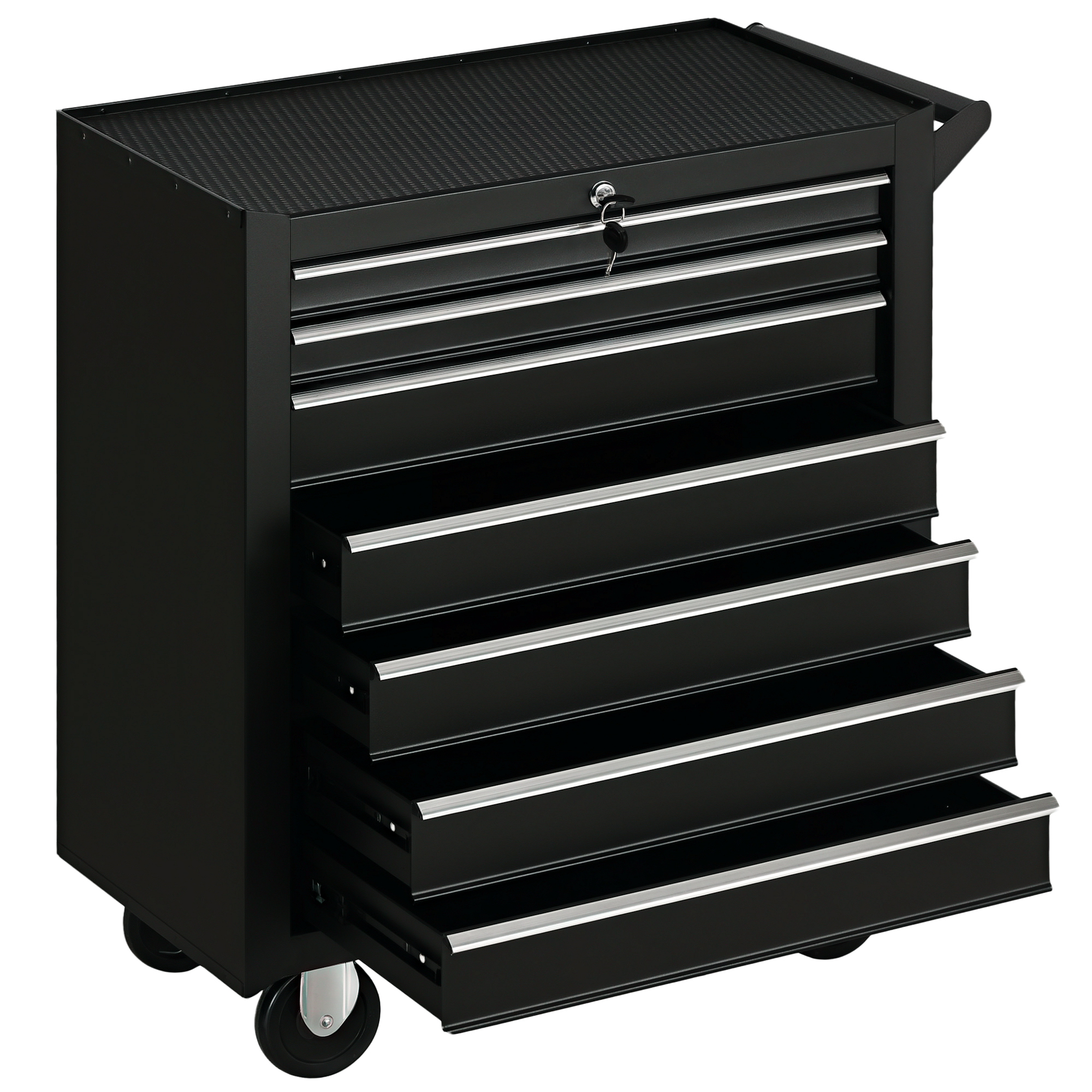 HOMCOM Mobile Lockable Toolbox, 7 Drawer Tool Chest, Storage Organizer ...