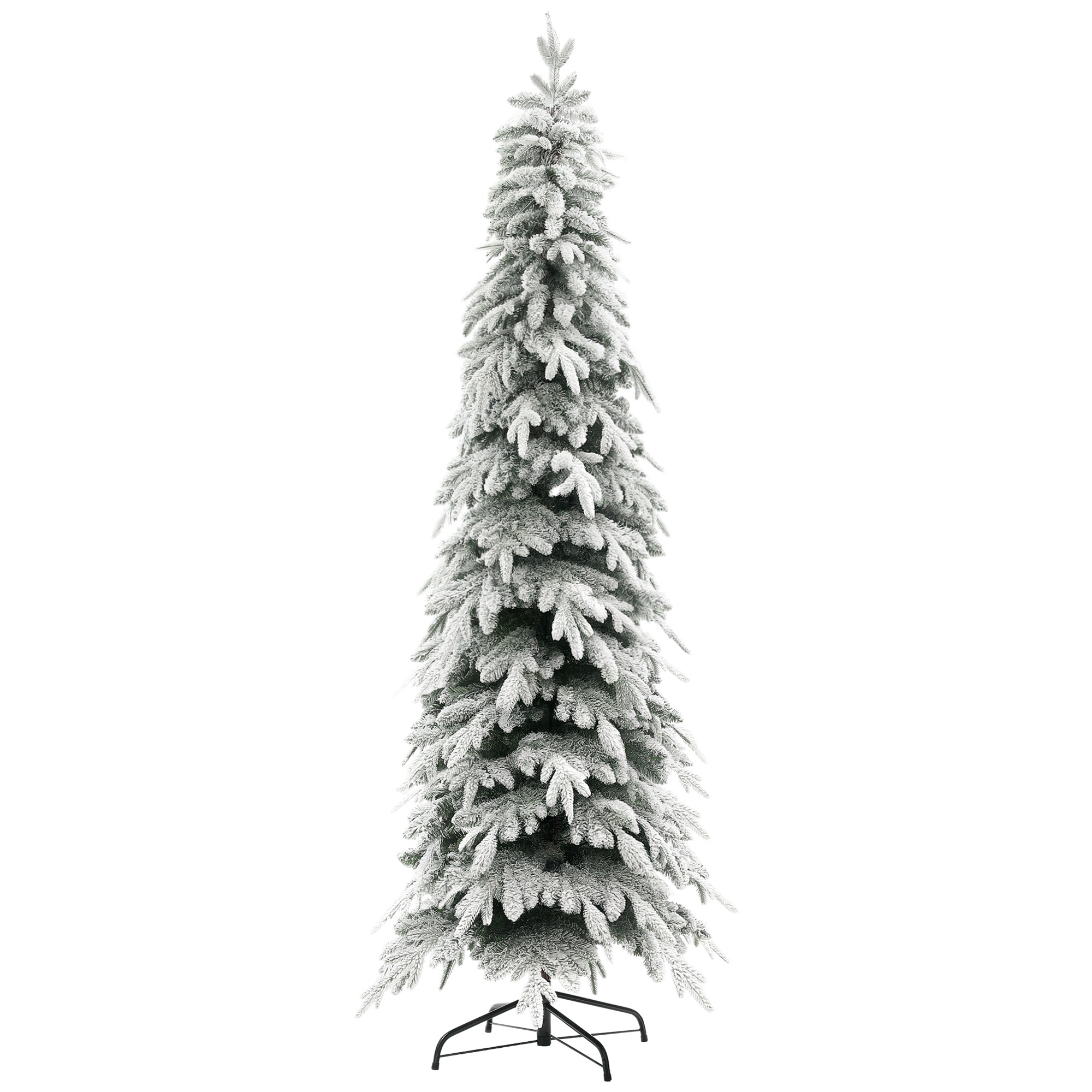 HOMCOM 7ft Pencil Flocked Artificial Christmas Tree with 600 Branch ...
