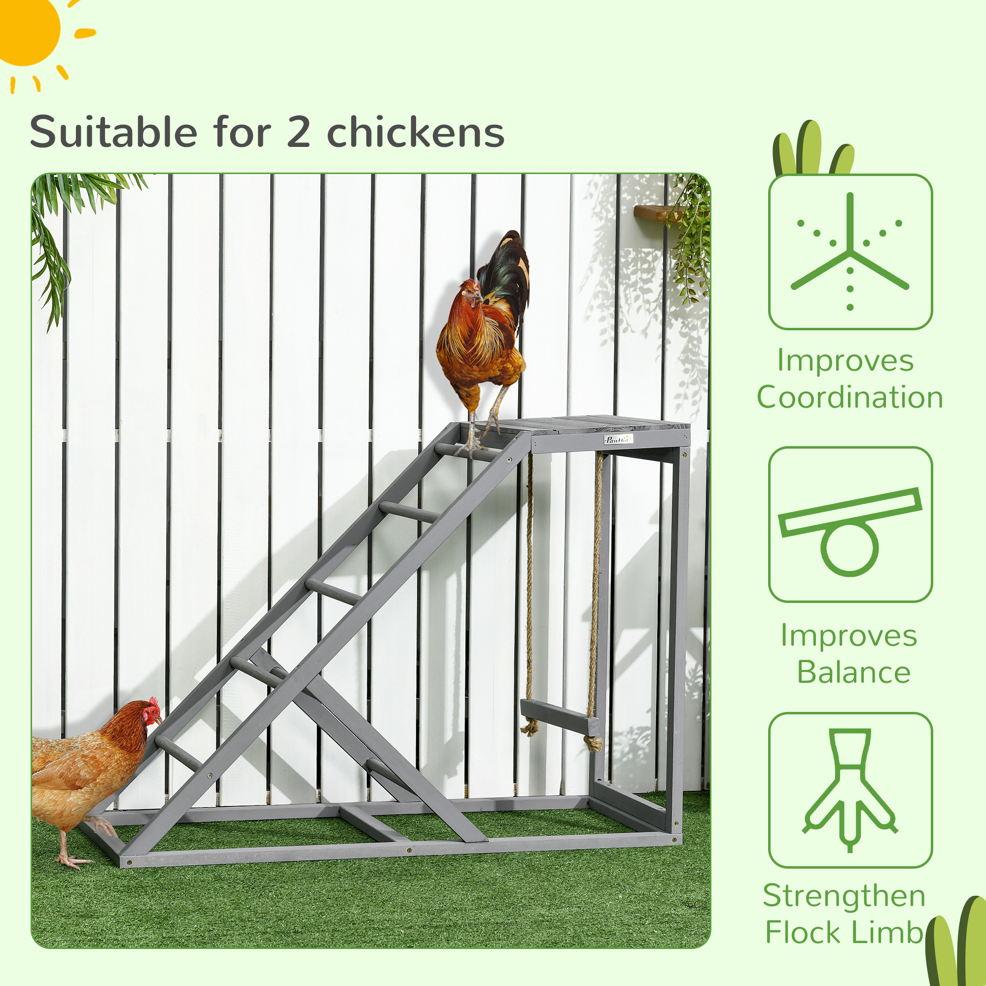 PawHut Wooden Chicken Toys for Coop with Swing, Chicken Activity Center ...