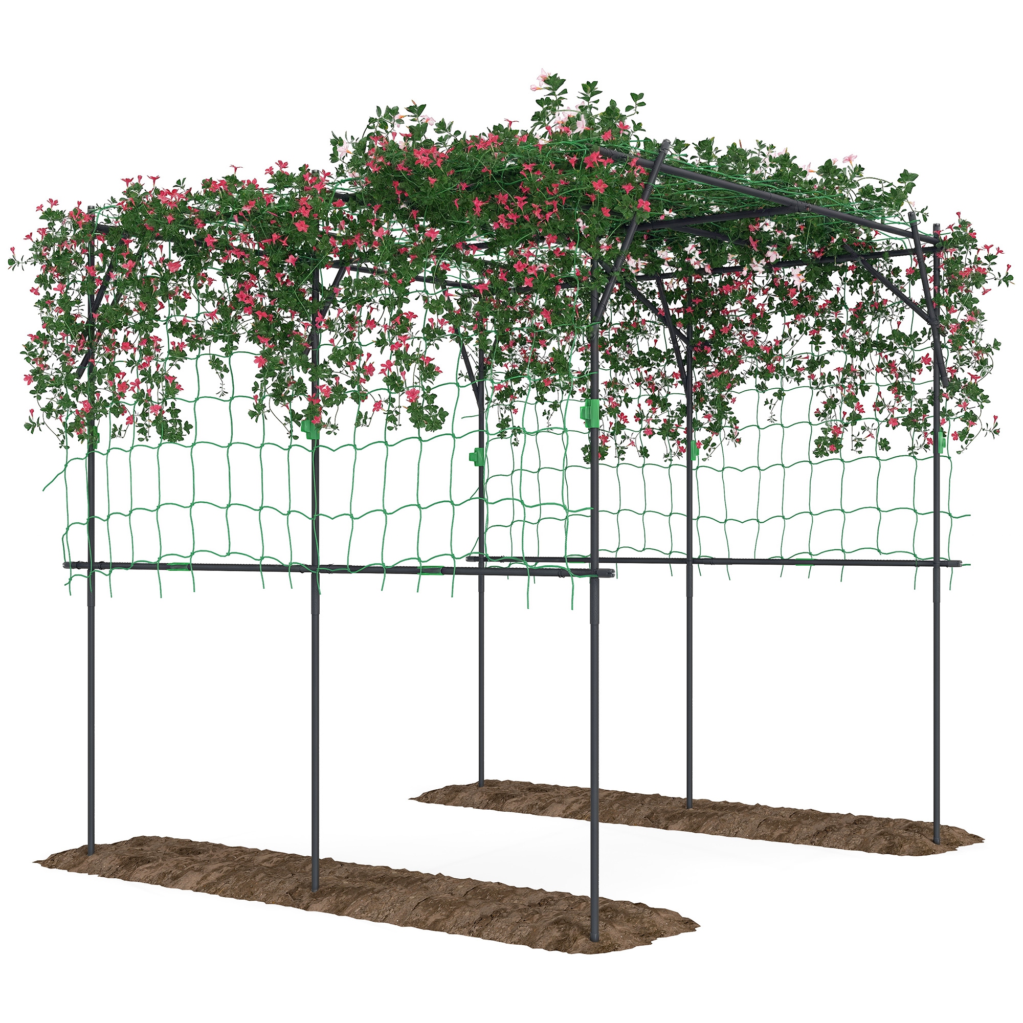 Outsunny Garden Arch Trellis, 7.3 FT Tall Metal Plant Trellis Support ...