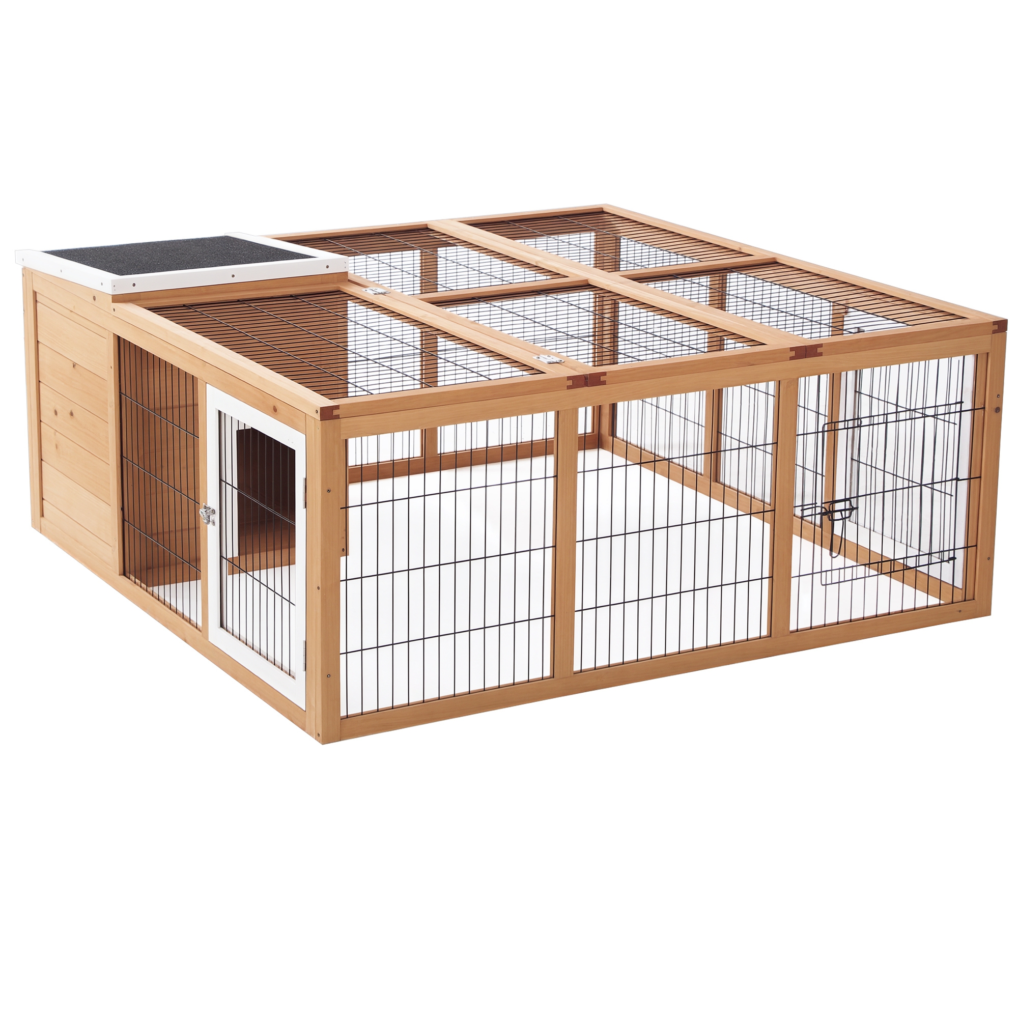 PawHut Rabbit Hutch, Waterproof Rabbit House for Small Animals, Natural ...