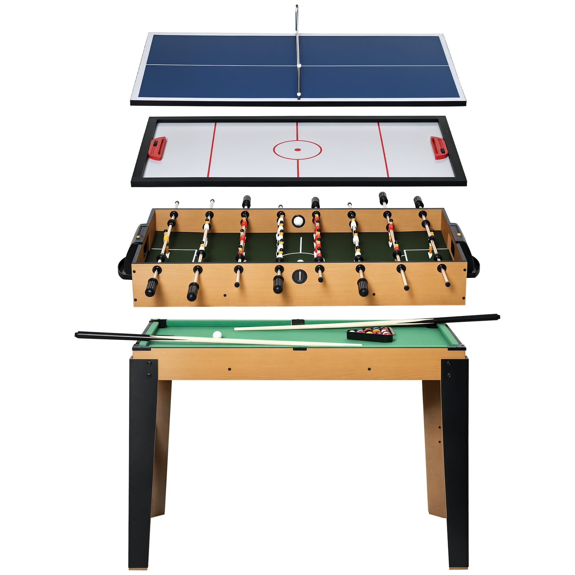 Soozier 43'' 4-in-1 Multi-Gaming Table, Foosball Hockey Billiards Table ...