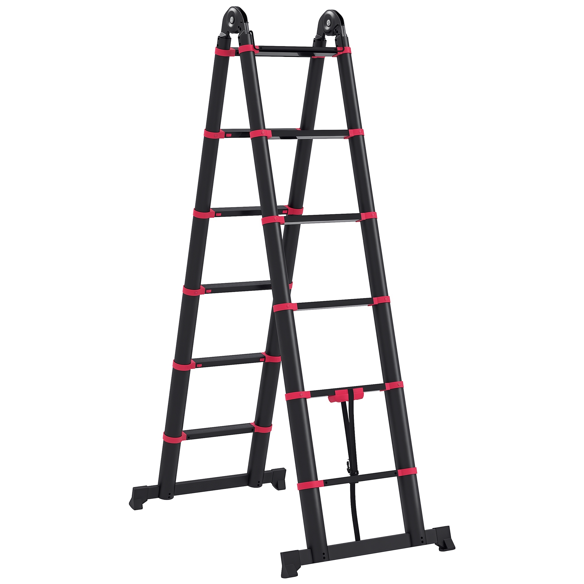 HOMCOM 12ft Aluminium Telescopic Extension Ladder, Heavy Duty ...