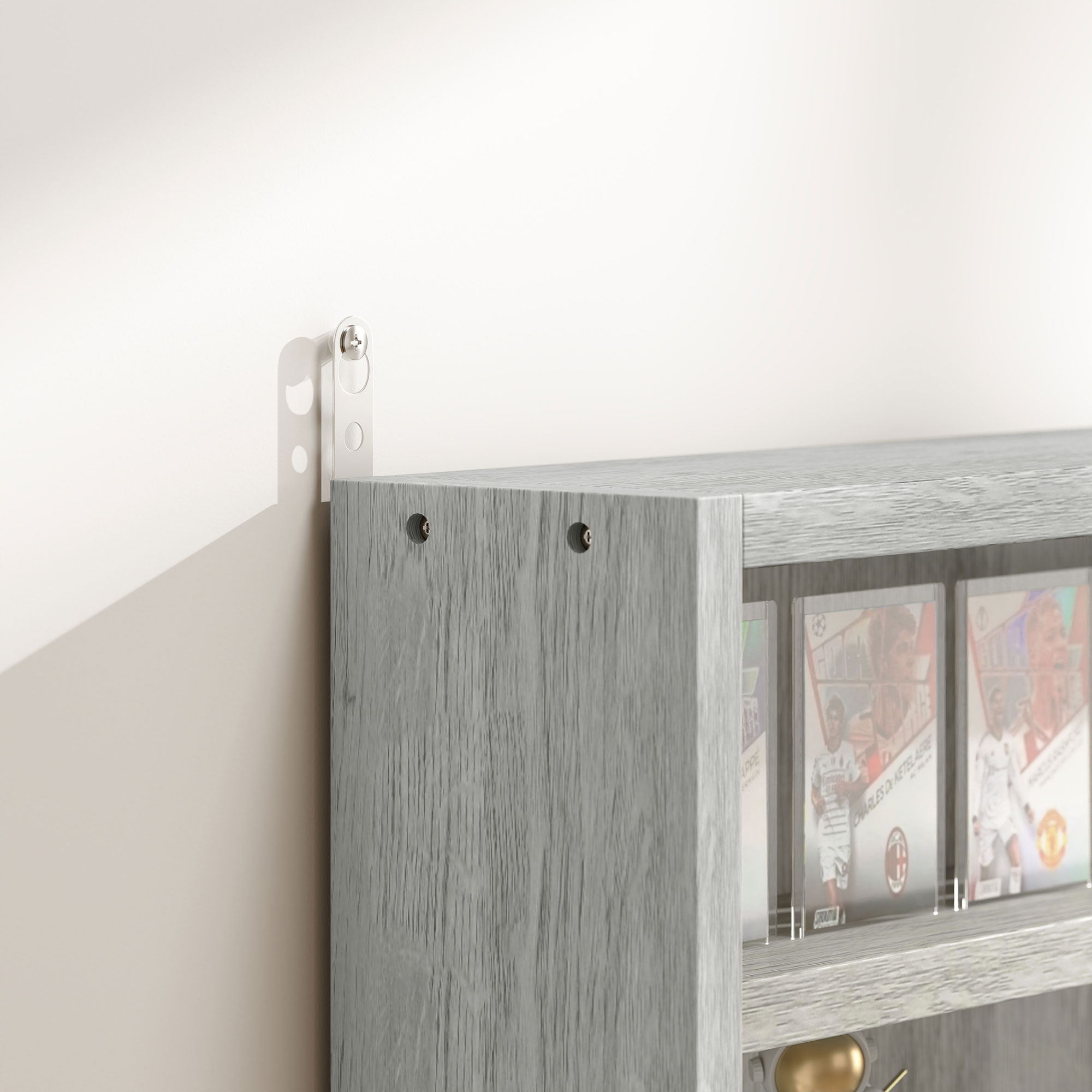 5-Tier Wall Mounted Display Case with 2 Glass Doors and Adjustable ...