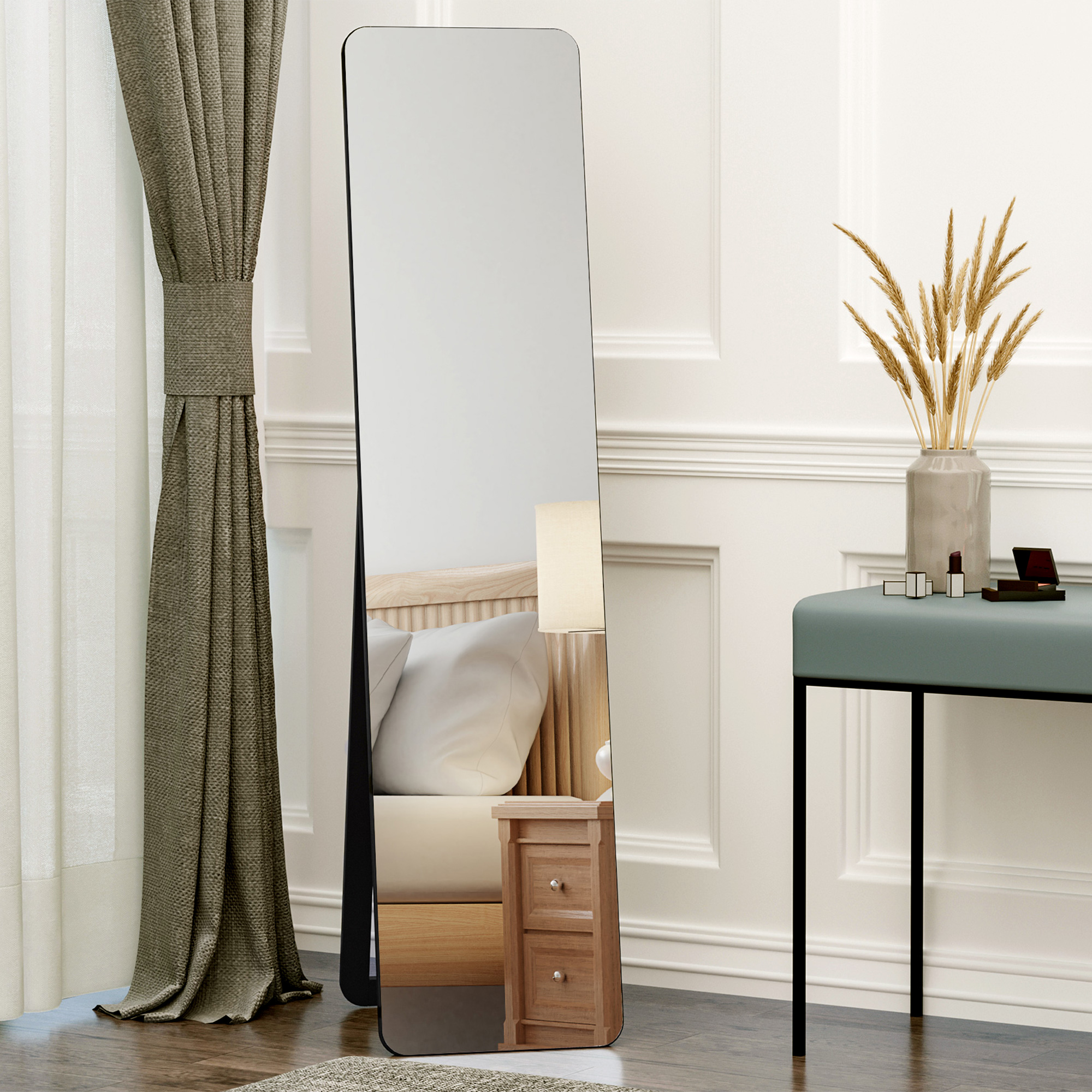 HOMCOM Full Length Mirror for Bedroom, Free Standing Dressing Mirror ...